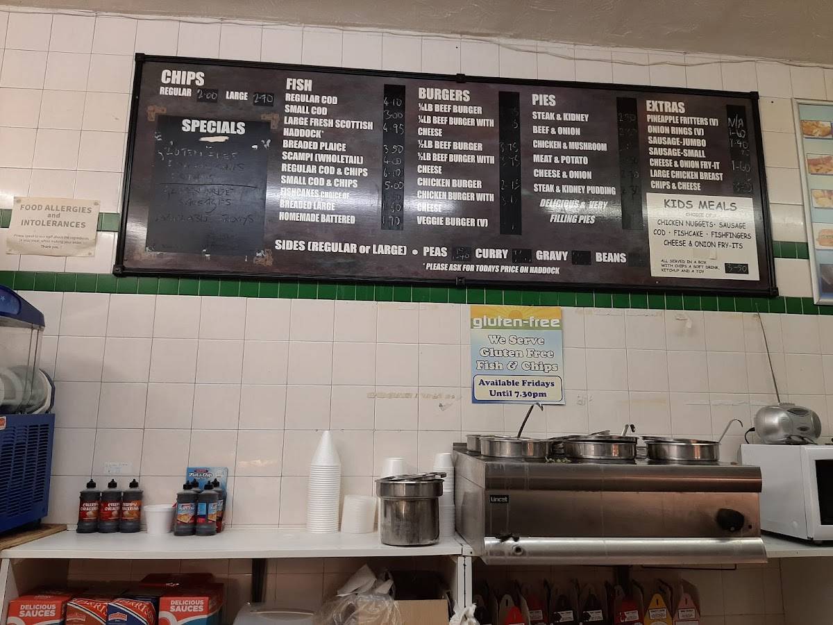 Menu at Karl's Fish & Chips restaurant, Prestatyn