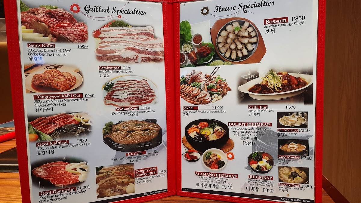 Menu at Kaya Korean Restaurant- Estancia, Pasig