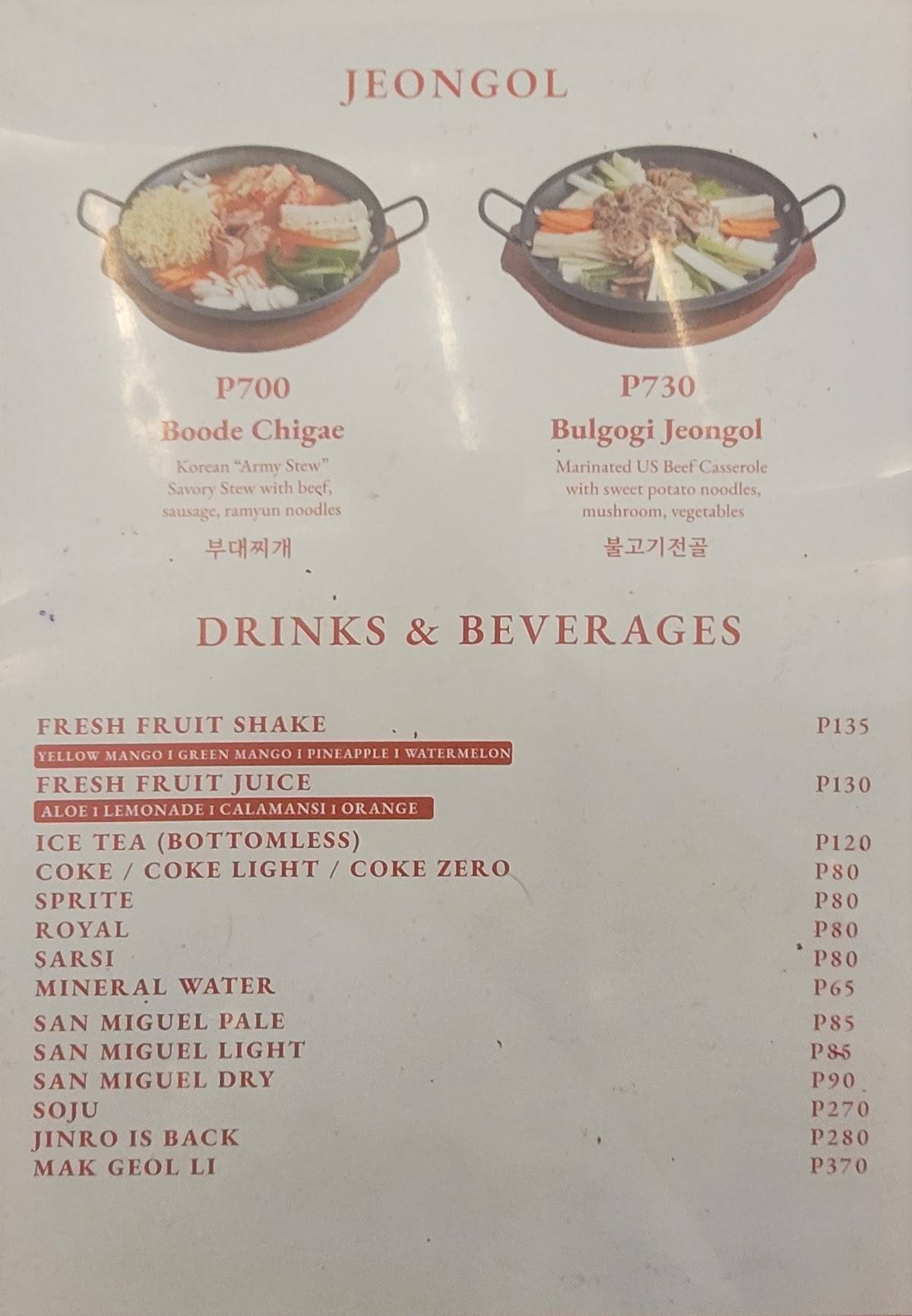 Menu at Kaya Korean Restaurant- Estancia, Pasig
