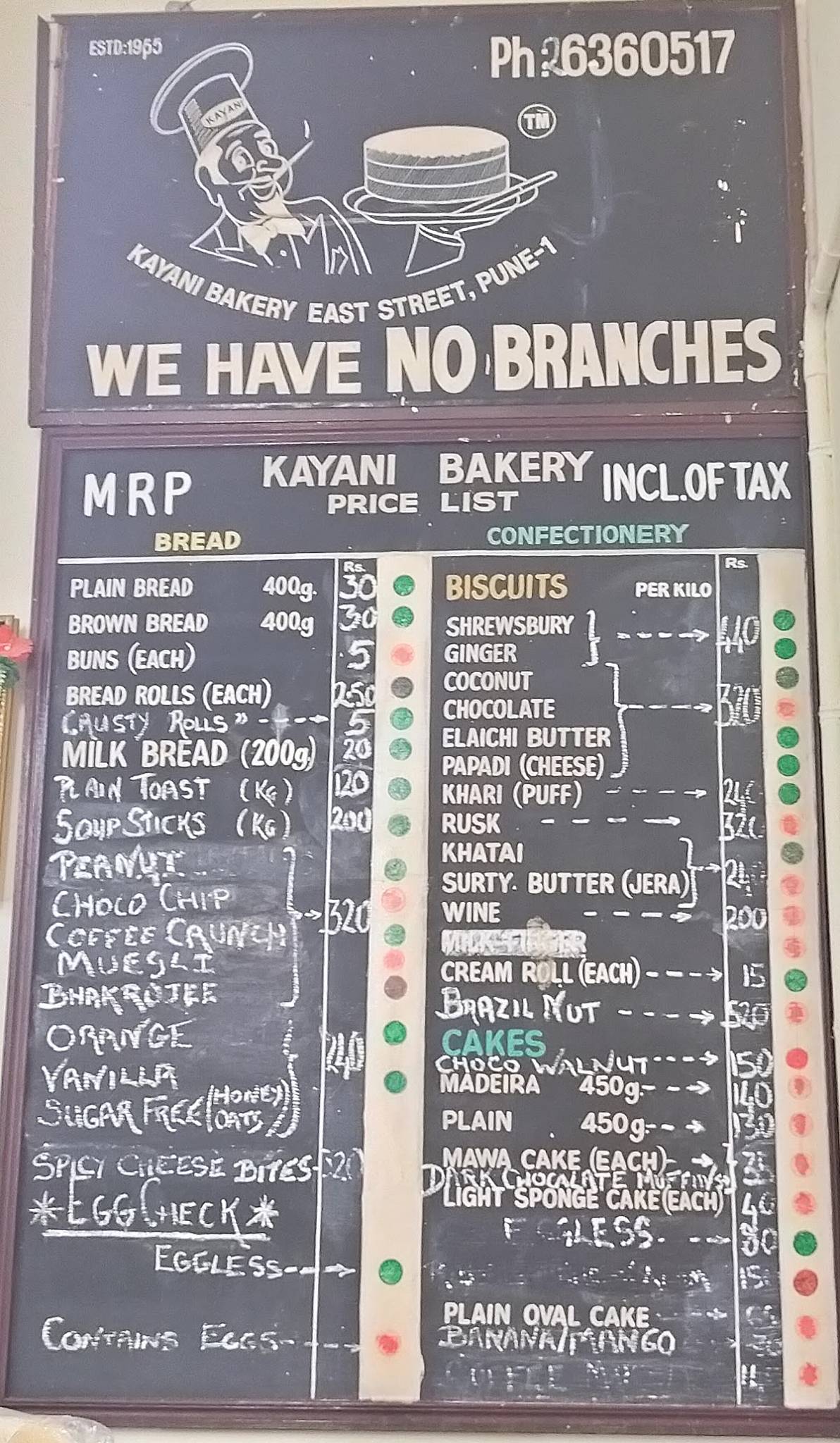 Menu at Kayani Bakery, Pune, 6