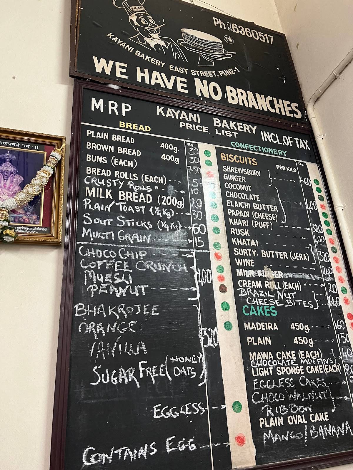 Menu at Kayani Bakery, Pune, 6