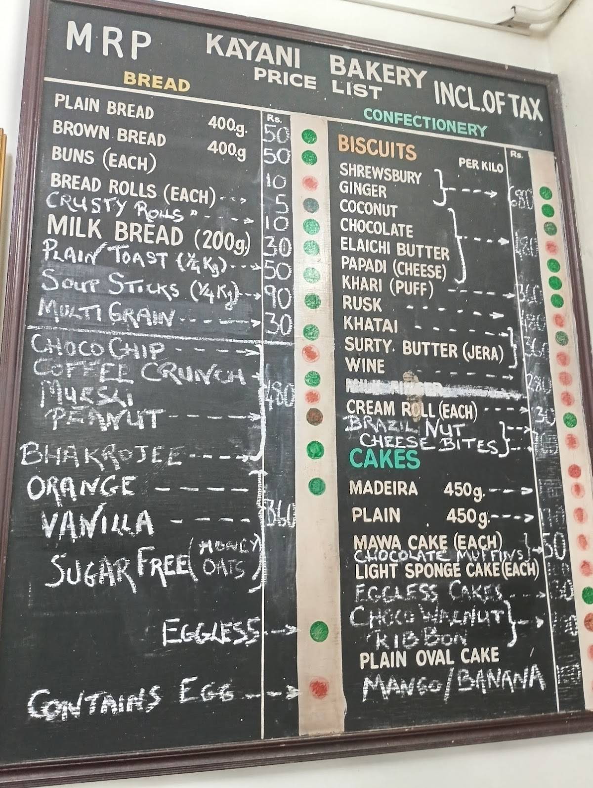 Menu at Kayani Bakery, Pune, 6