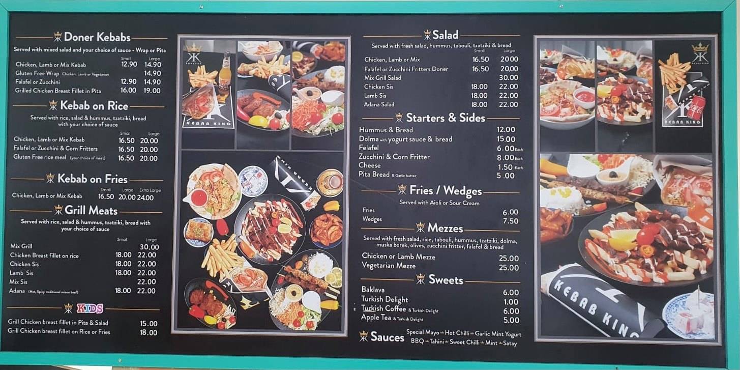 Menu at Kebab King& Indian restaurant, Oamaru