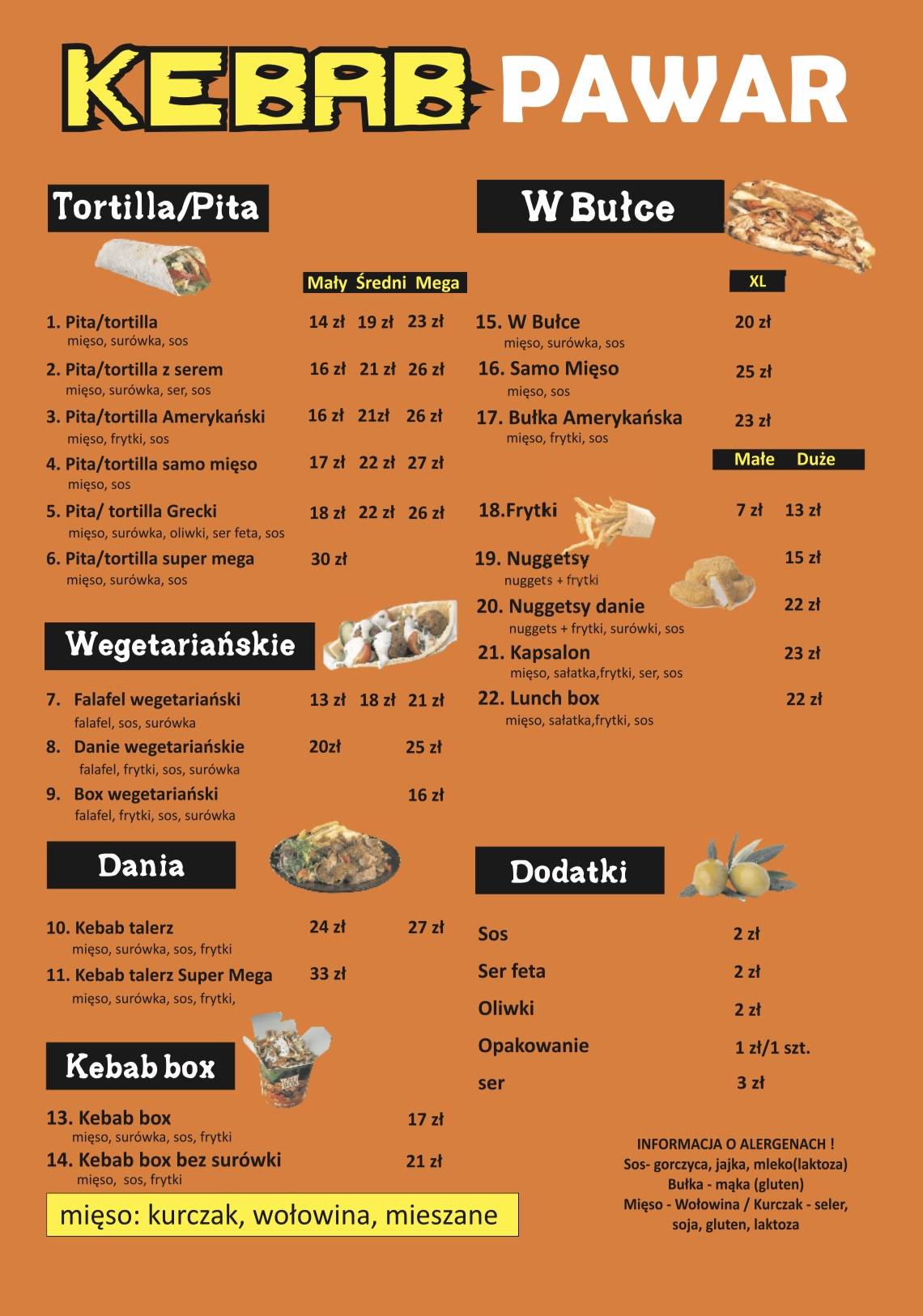 Menu at Kebab Pawar Mirzec restaurant, Mirzec