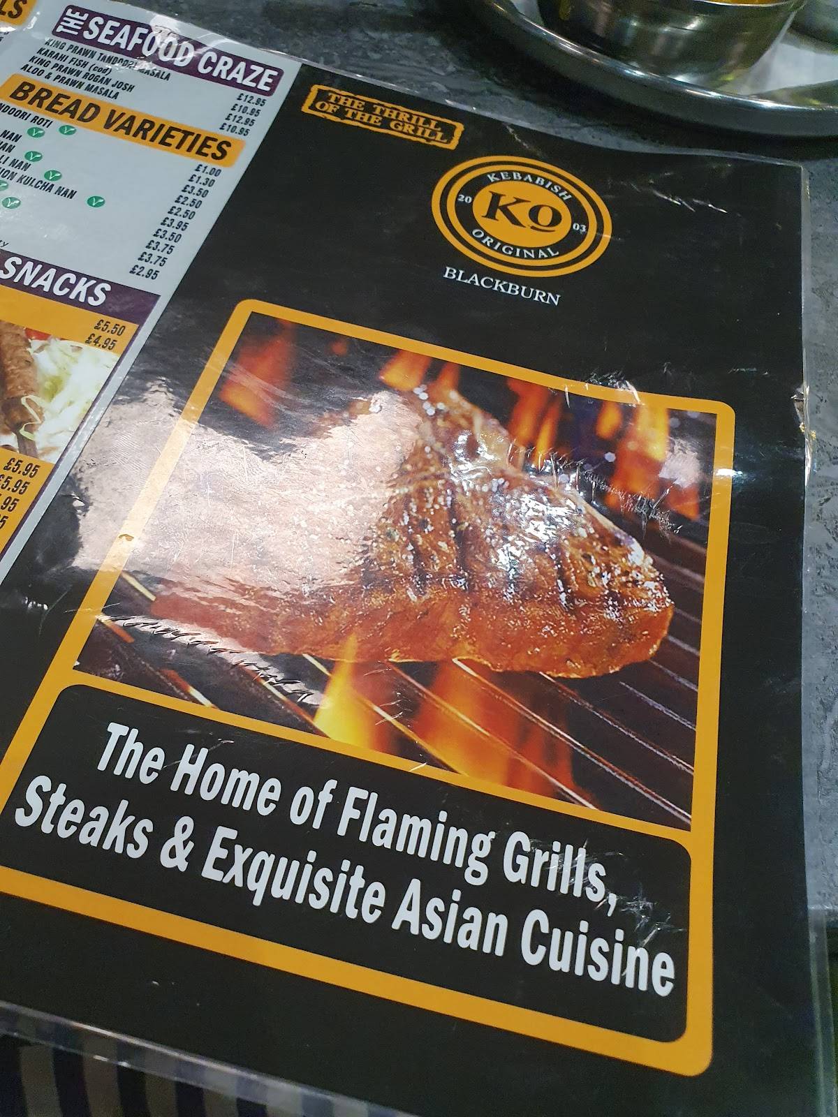 Menu at Kebabish Original Blackburn restaurant, Blackburn