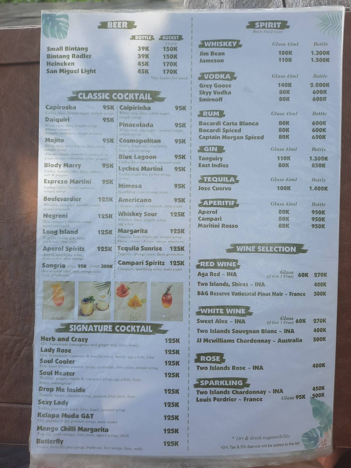 Menu at Kelapa Muda Ubud Pool Bar & Kitchen, Indonesia