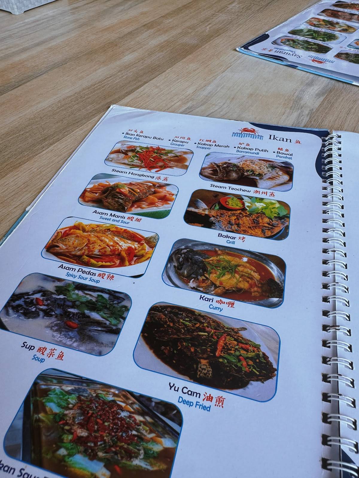 Menu at Kelong Jembatan Satu Seafood restaurant, Batam