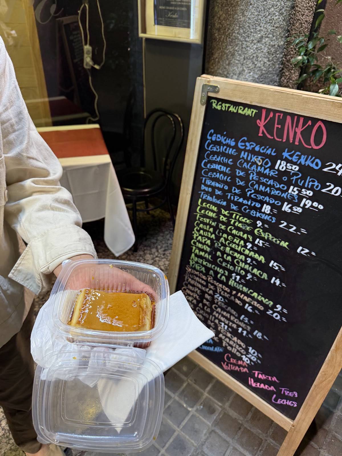 Carta del restaurante Kenko, Barcelona, Calàbria