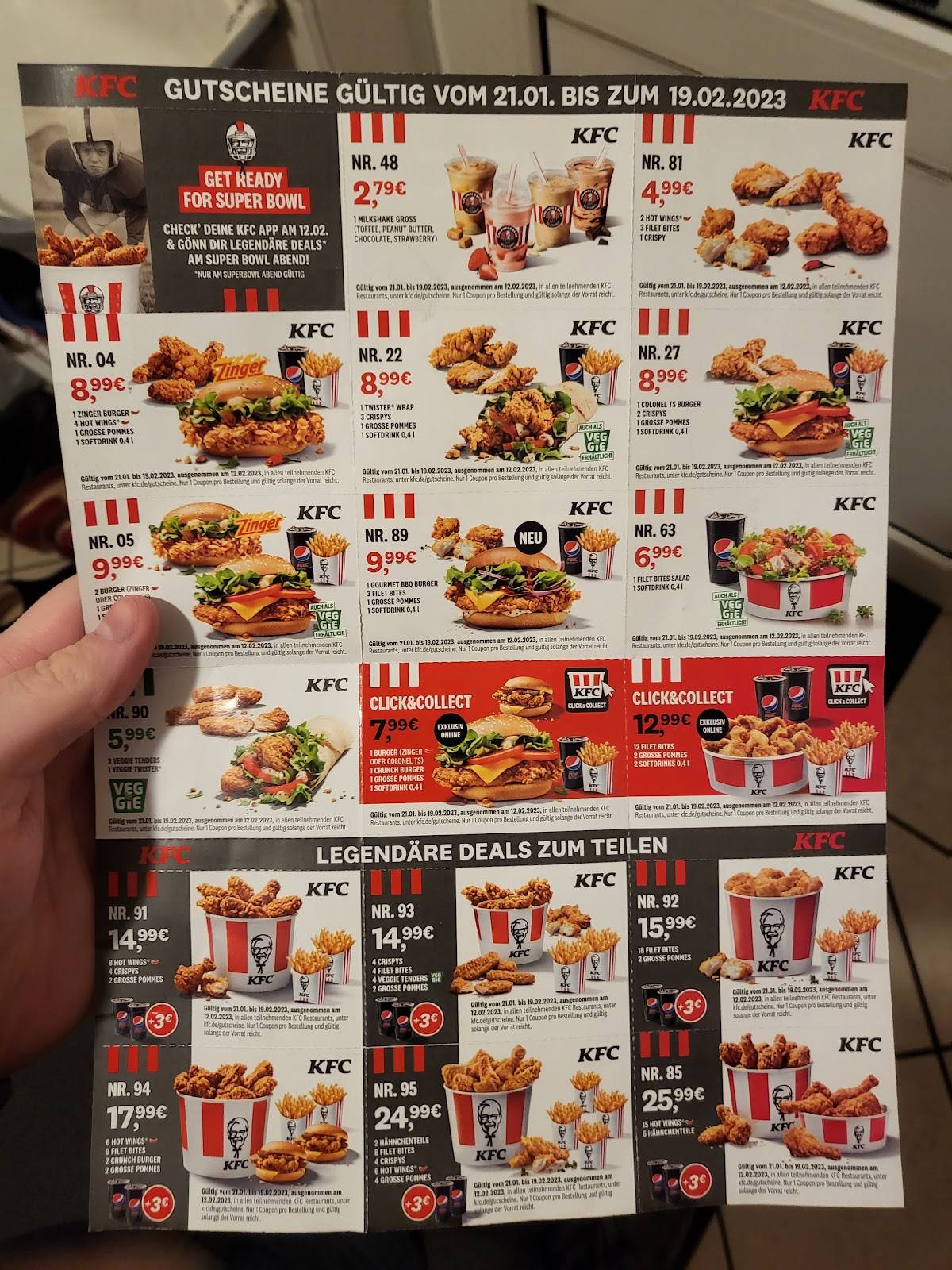 Speisekarte von Kentucky Fried Chicken restaurant, Holdorf