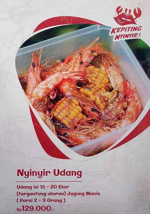 Menu at Kepiting Nyinyir restaurant, East Jakarta, Jl. Yudistira No.24
