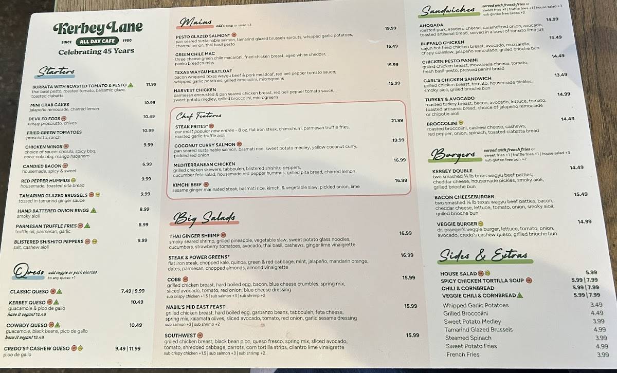 Menu at Kerbey Lane Cafe, Round Rock, N Mays St #420