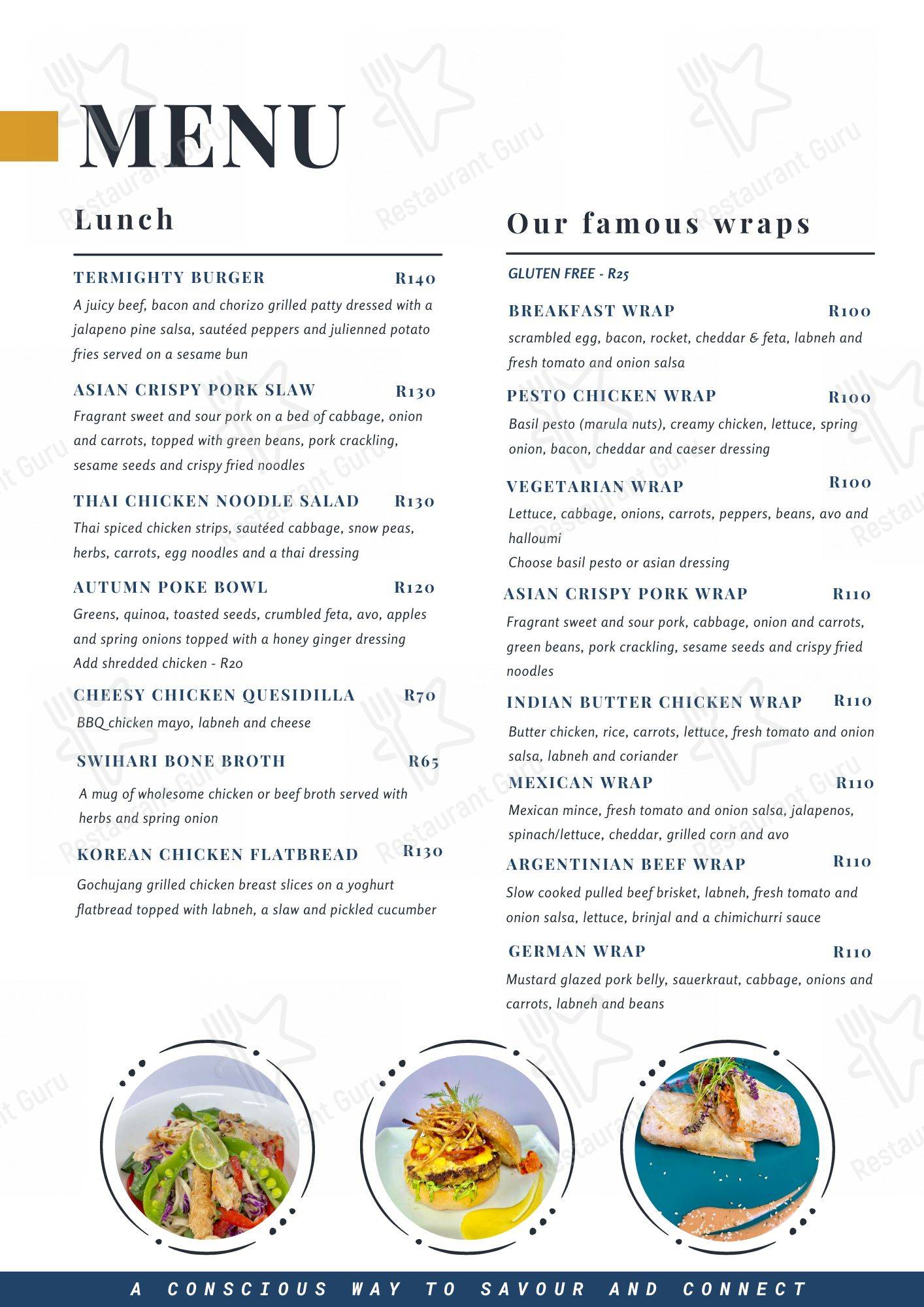 Menu at Keystone Cafe, Hoedspruit