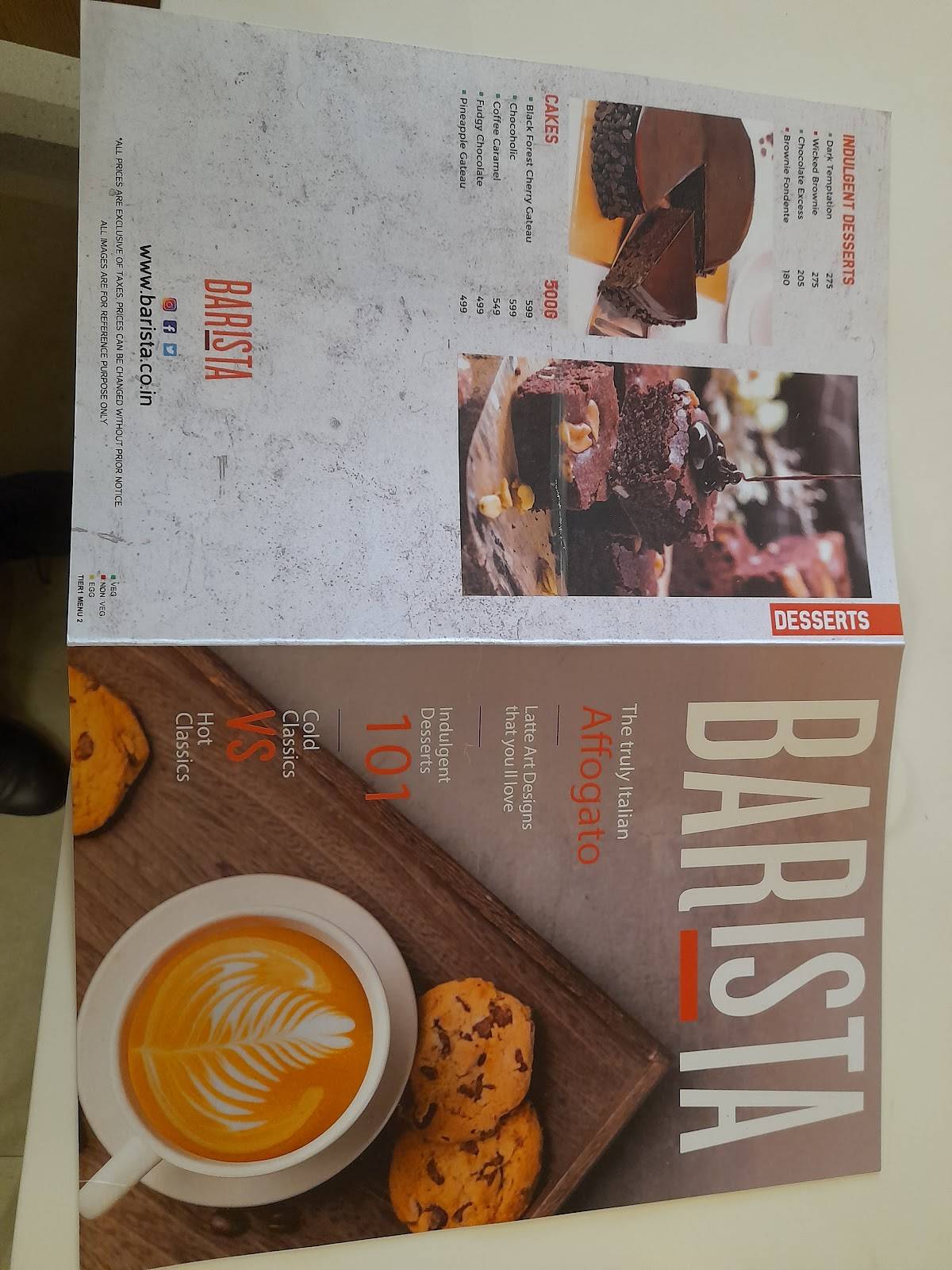 Menu at Barista The Gold Square sector-116, Kharar, NO 7/8 SHOWROOM