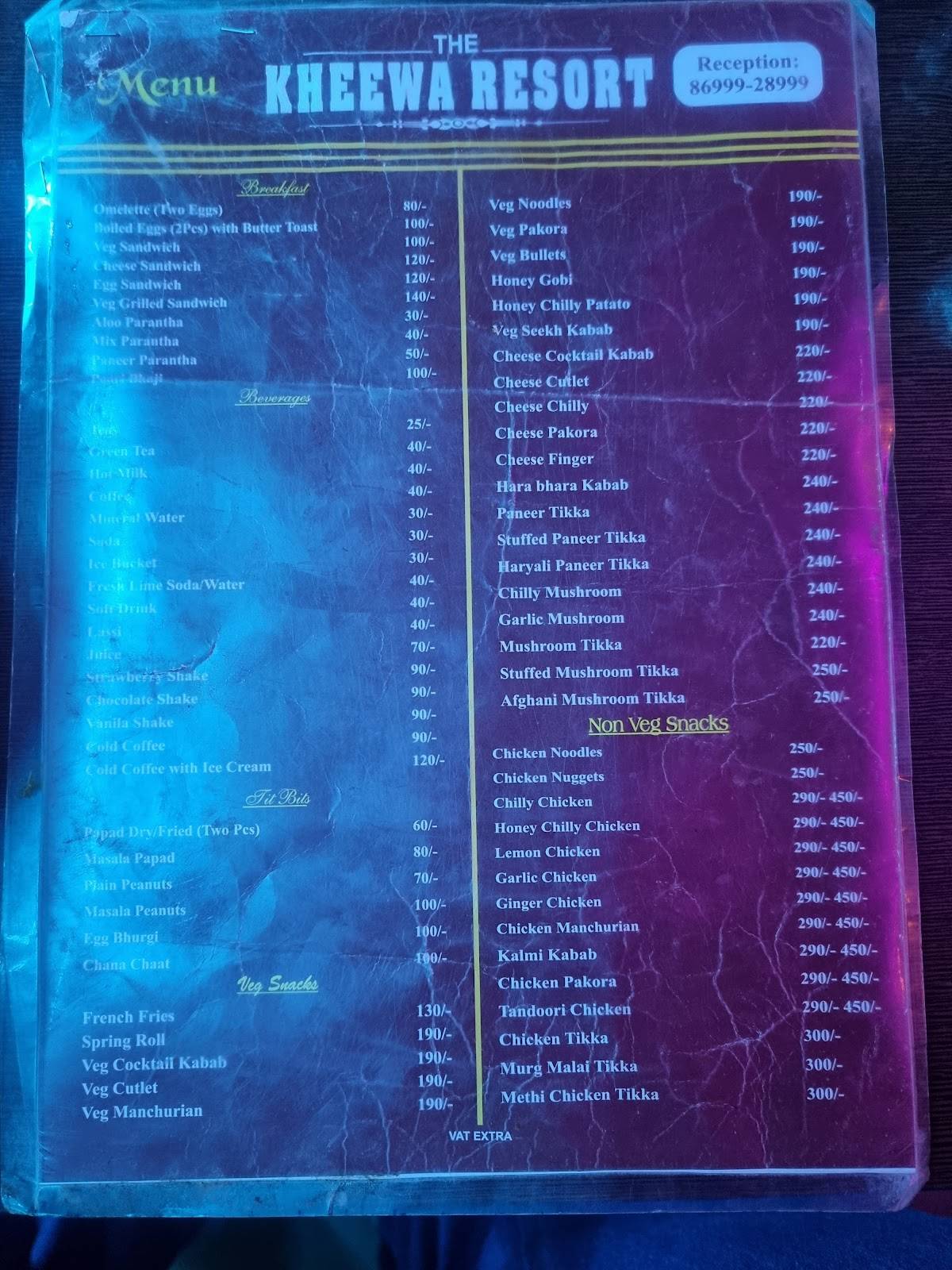 Menu at Kheewa Resort & Restaurant Patiala, India