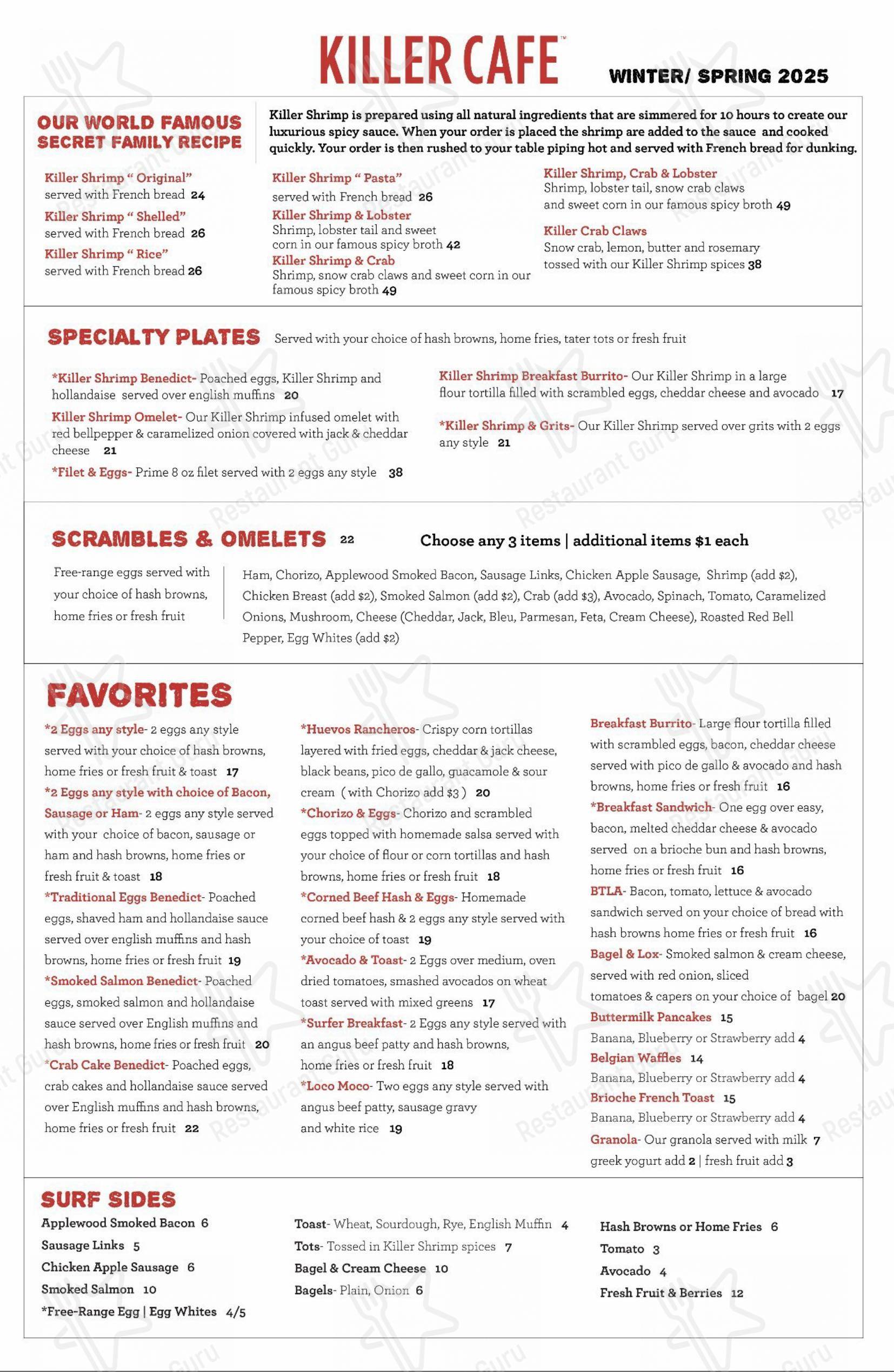 Carta de Killer Yacht Club Speakeasy, Marina del Rey