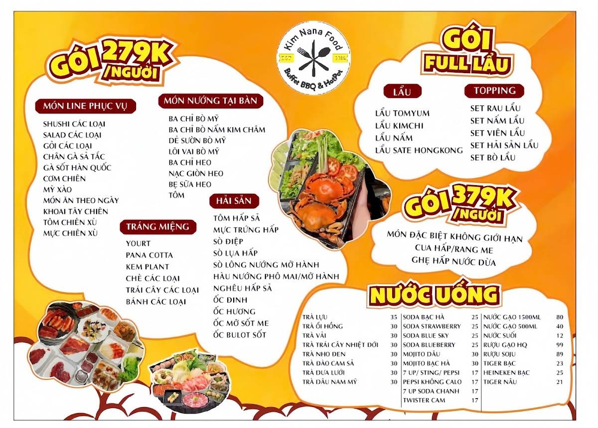 Menu at Kim Nana Buffet - 243 Lý Thường Kiệt restaurant, Buon Ma Thuot
