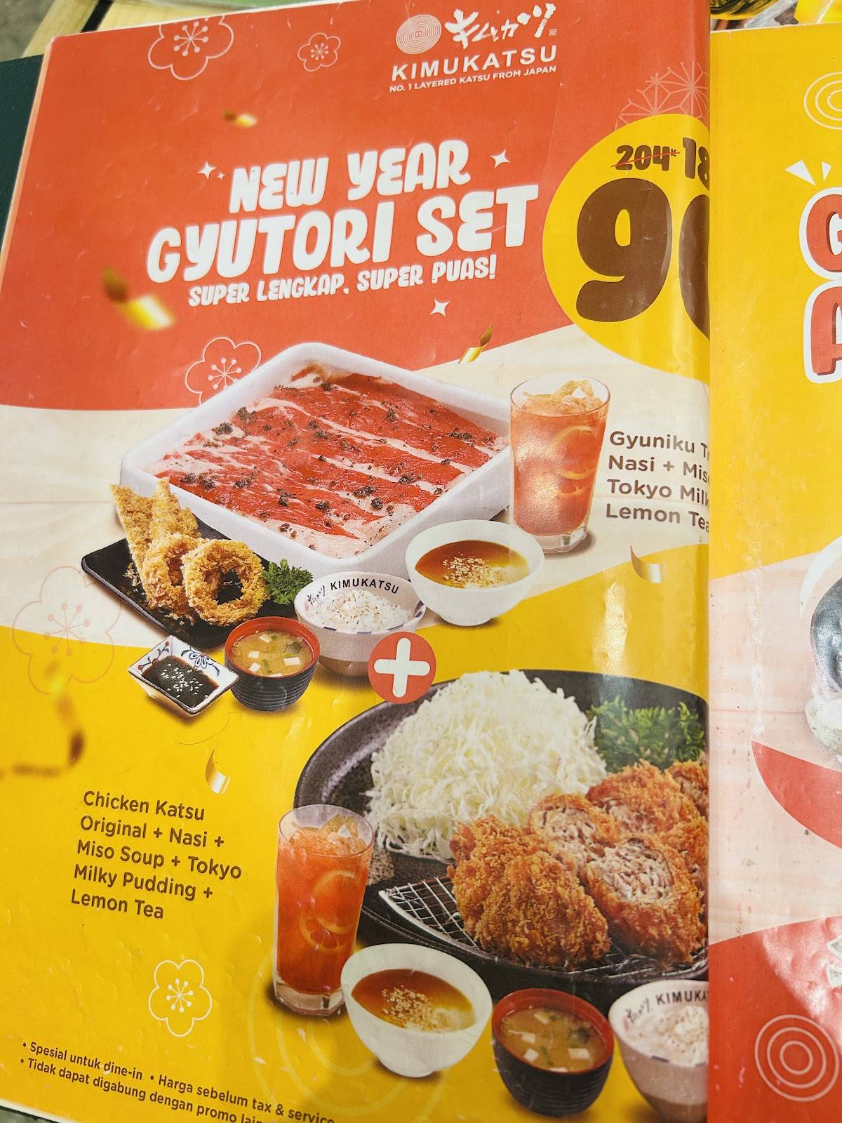 Menu at Kimukatsu BIP Bandung restaurant, Bandung
