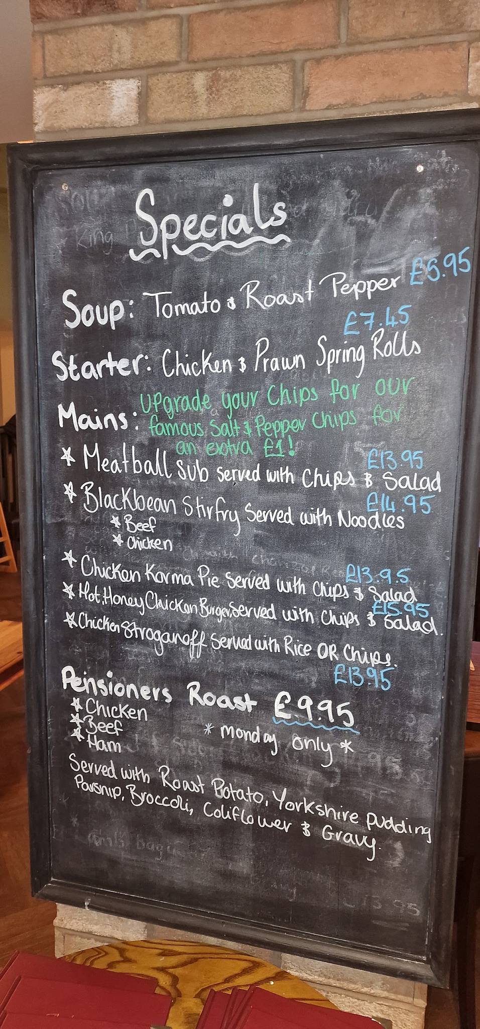 Menu at King Alfred pub & bar, Barrow-in-Furness