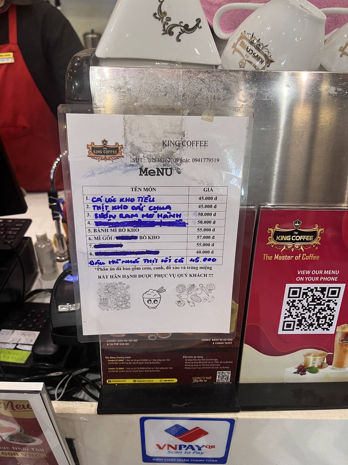 Menu at King Coffee Sách cafe, Ho Chi Minh City
