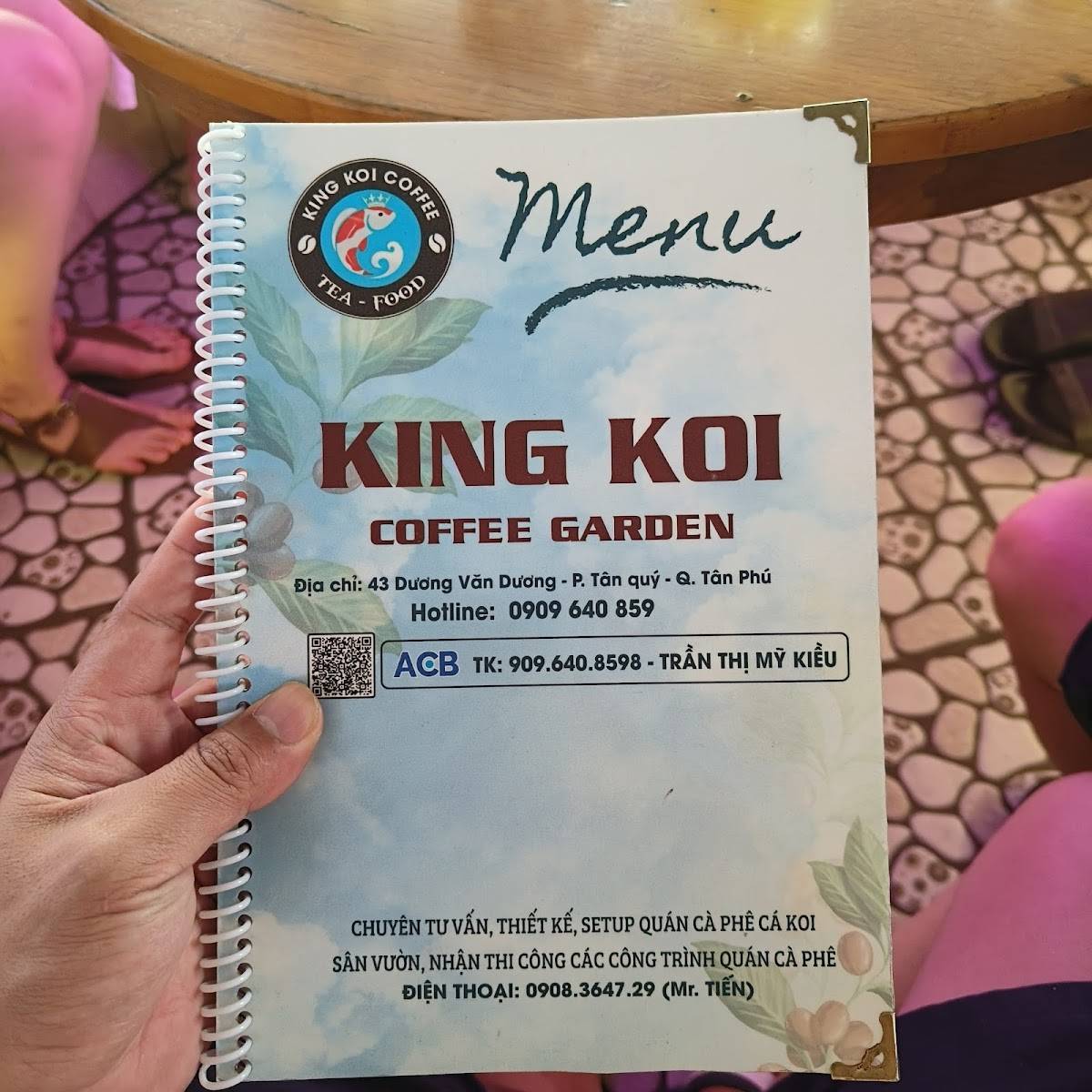 Menu at King Koi Coffee Garden cafe, Ho Chi Minh City