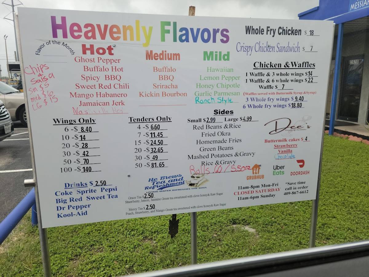 Carta del restaurante Kingdom wings with Heavenly Flavors, Texas City