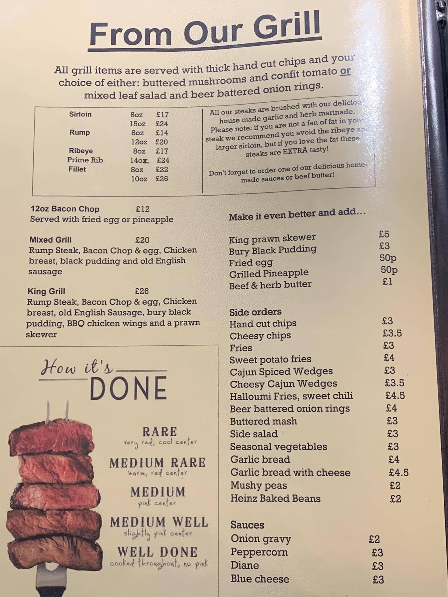 Menu at Kings Arms pub & bar, Oldham, Grains Bar