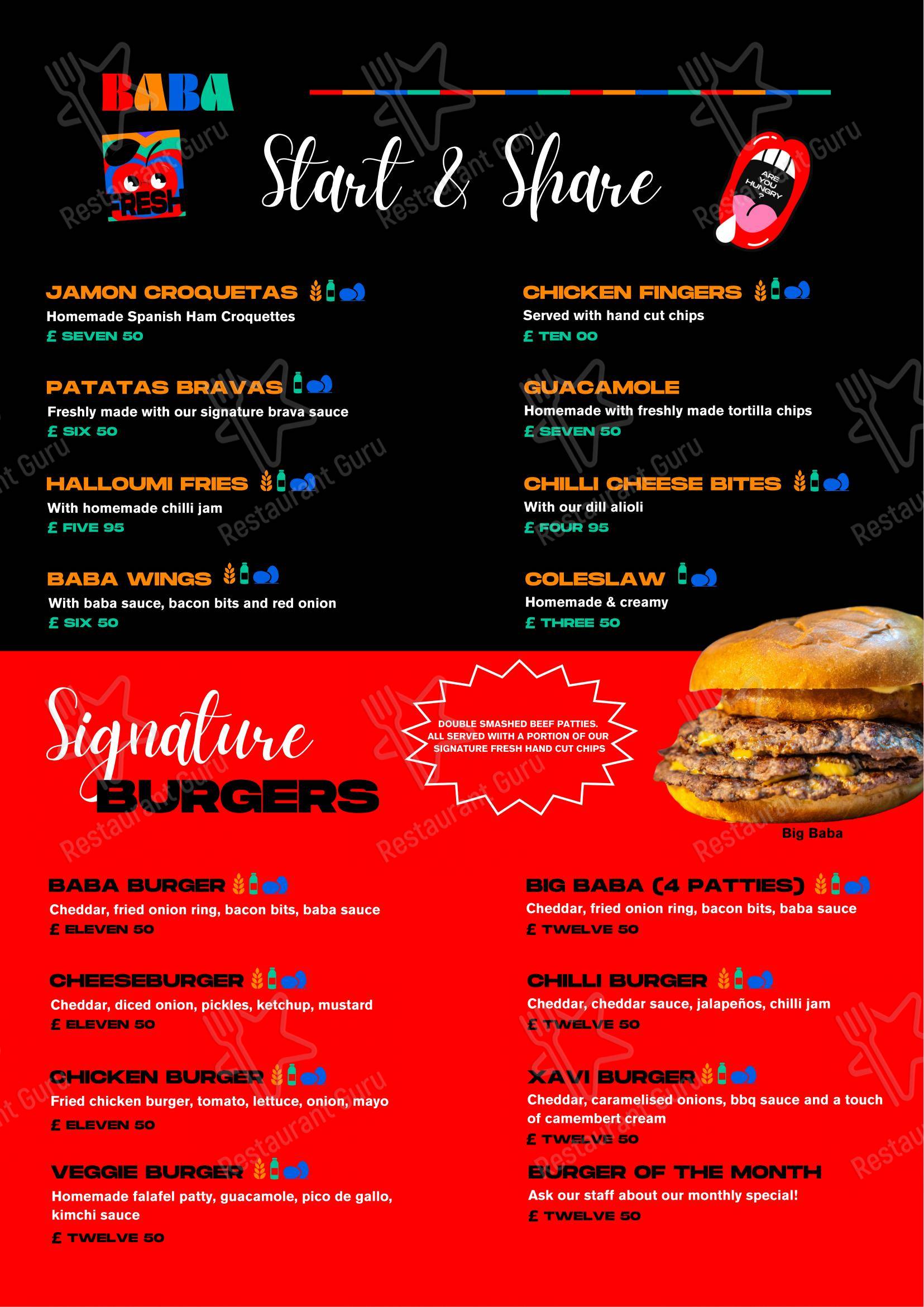 Menu at King's Diner restaurant, Gibraltar