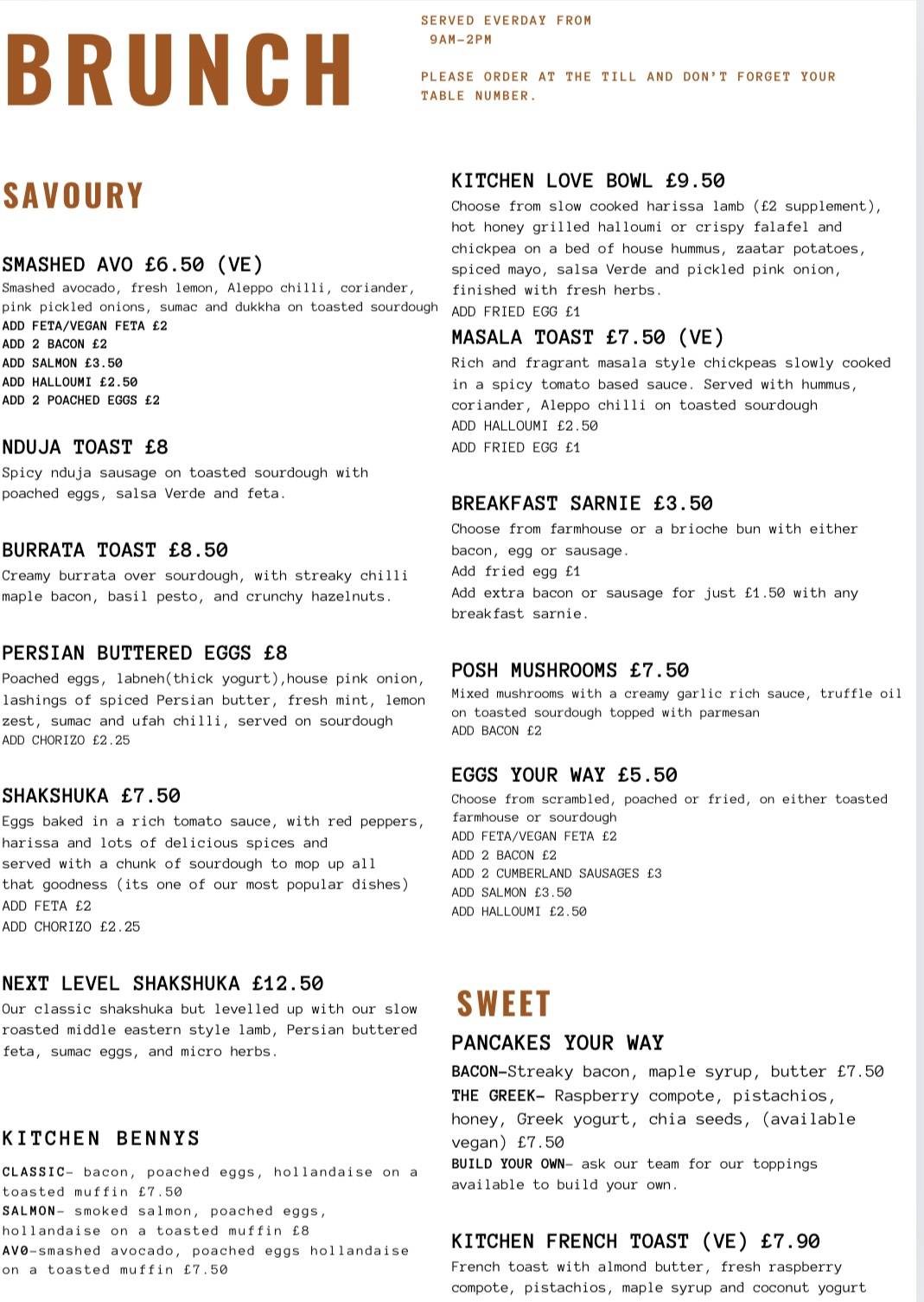 Menu at Kitchen 126 cafe, Coventry