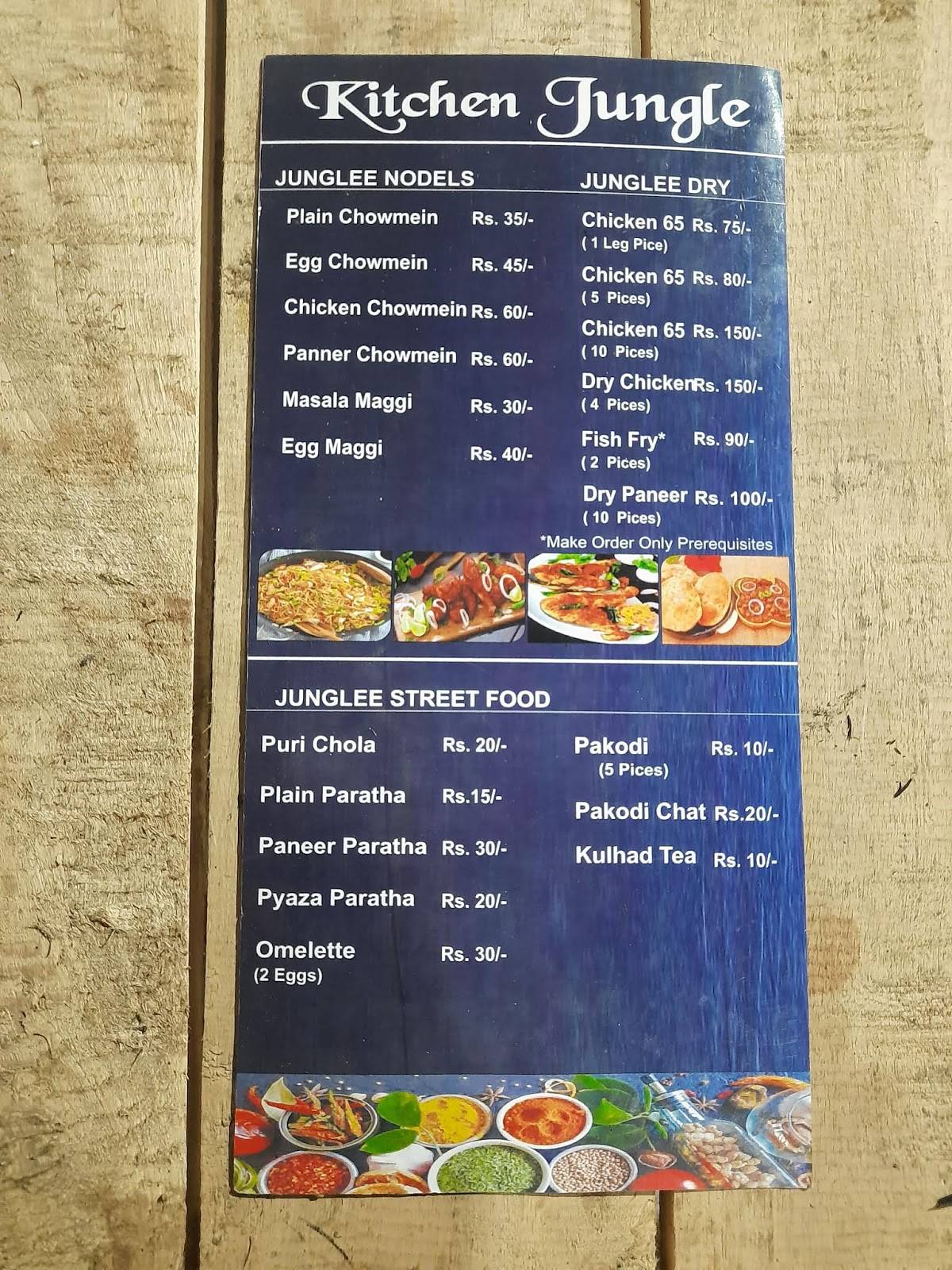 Menu at Kitchen jungle, India