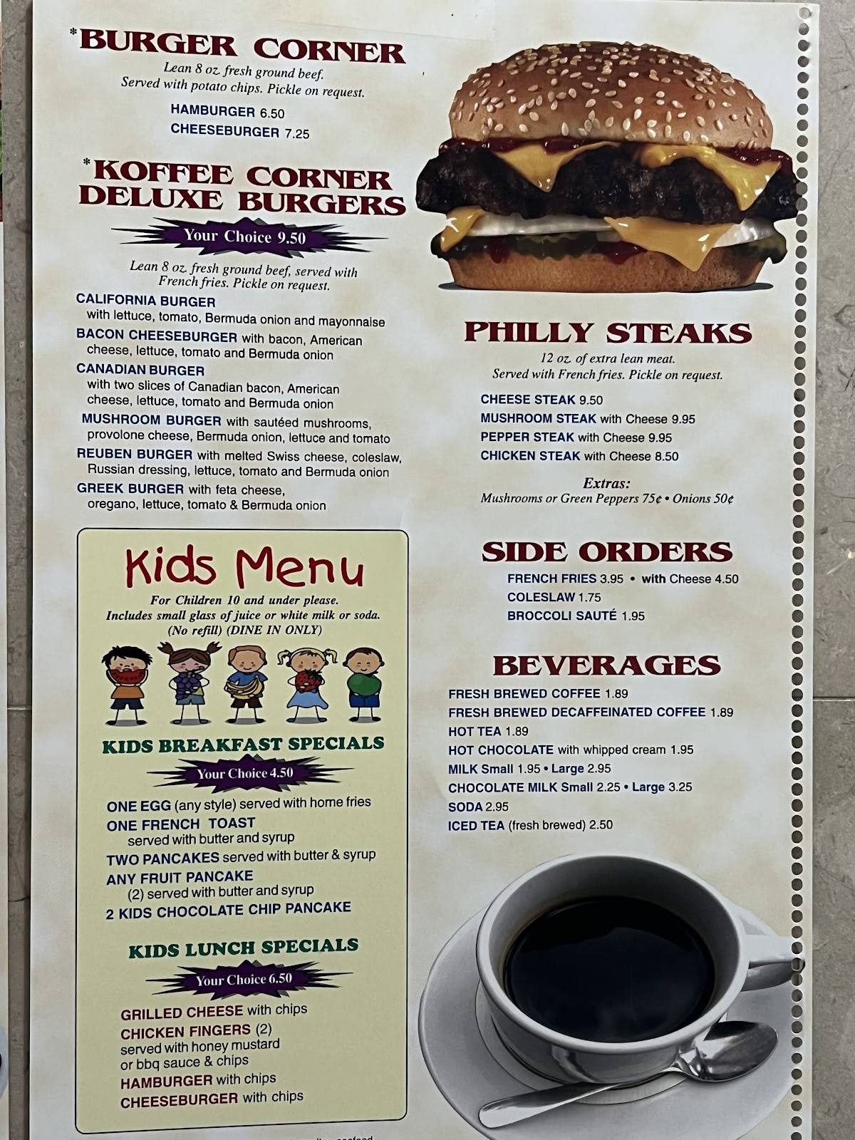 Menu at Koffee Korner Cafe, Lansdale, 201 N Broad St