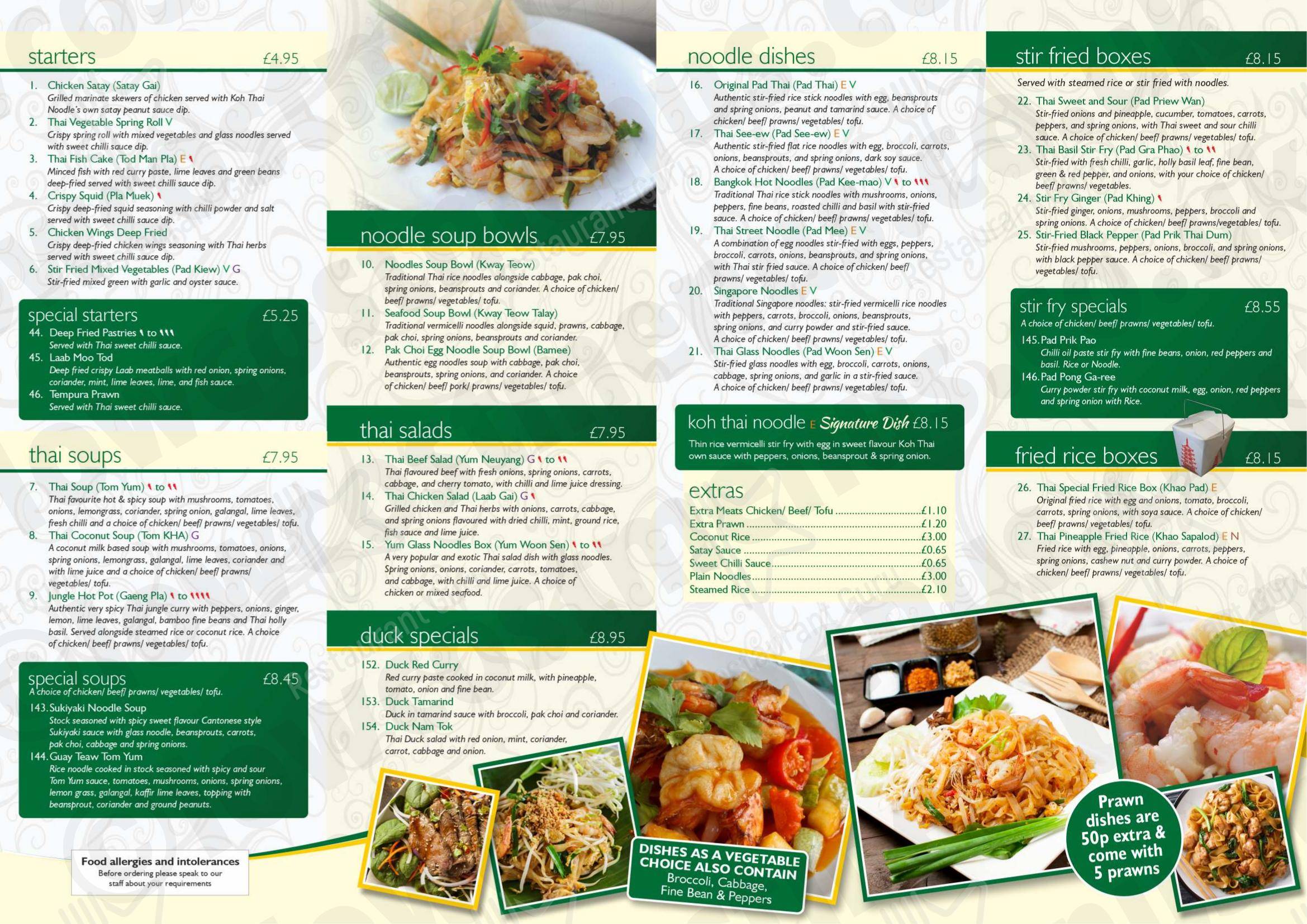 Menu at Koh Thai Noodle restaurant, Plymouth