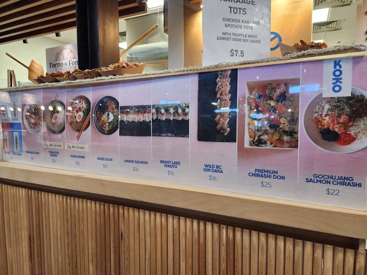 Menu at Koko Japanese Eatery restaurant, Calgary
