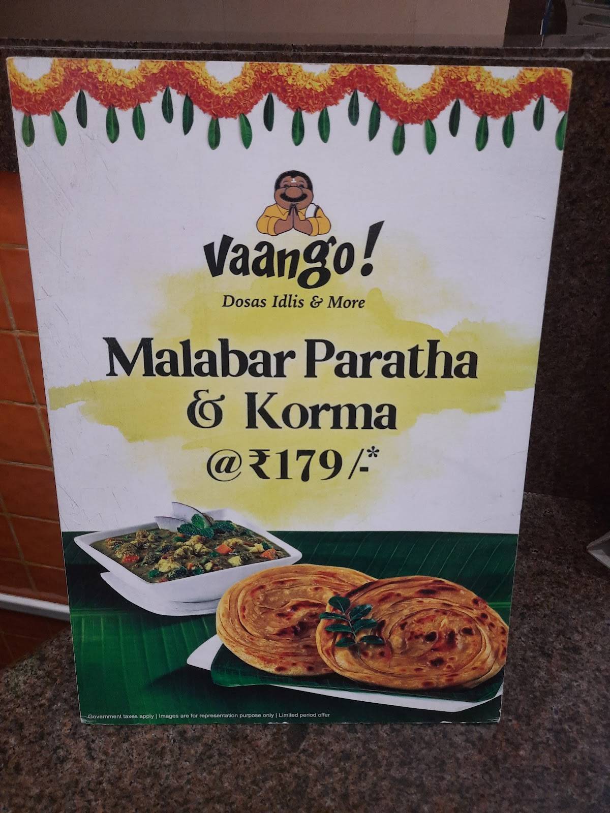 Menu at Vaango, Kolkata