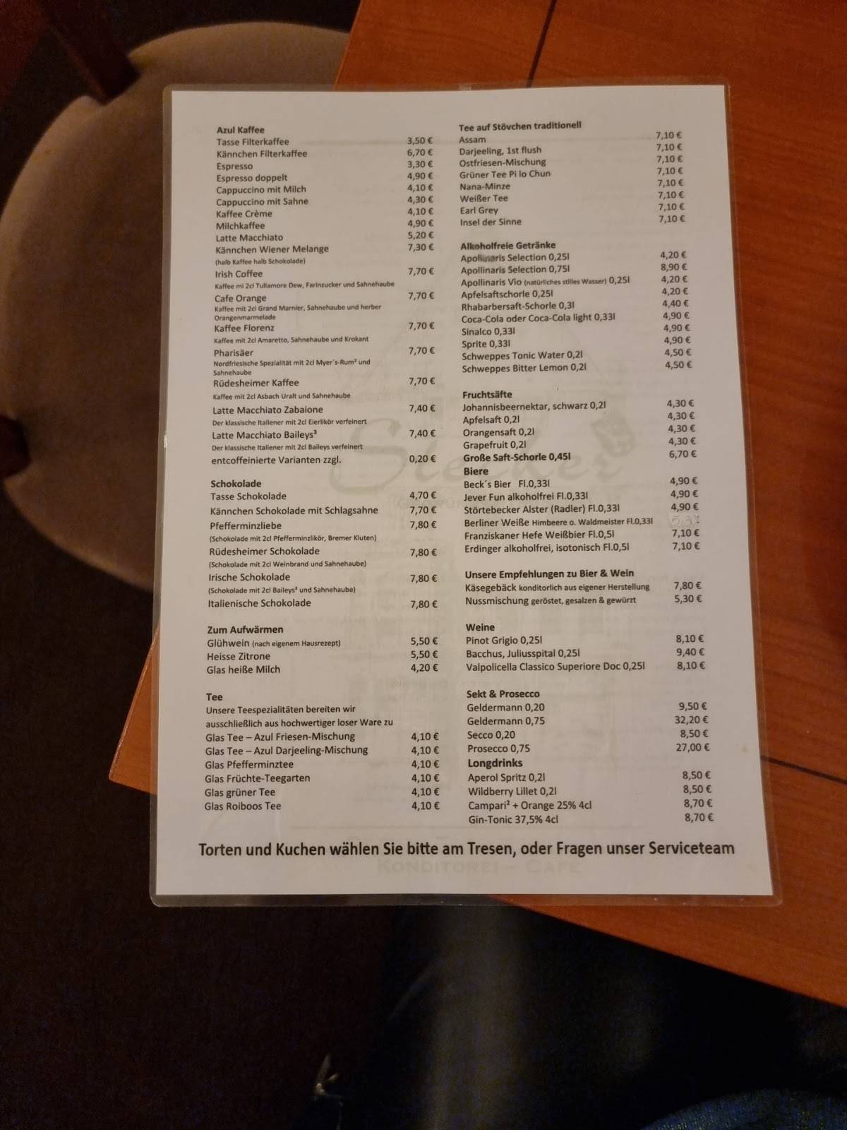Speisekarte von Konditorei Café Stecker - Tradition seit 1908 cafe, Bremen