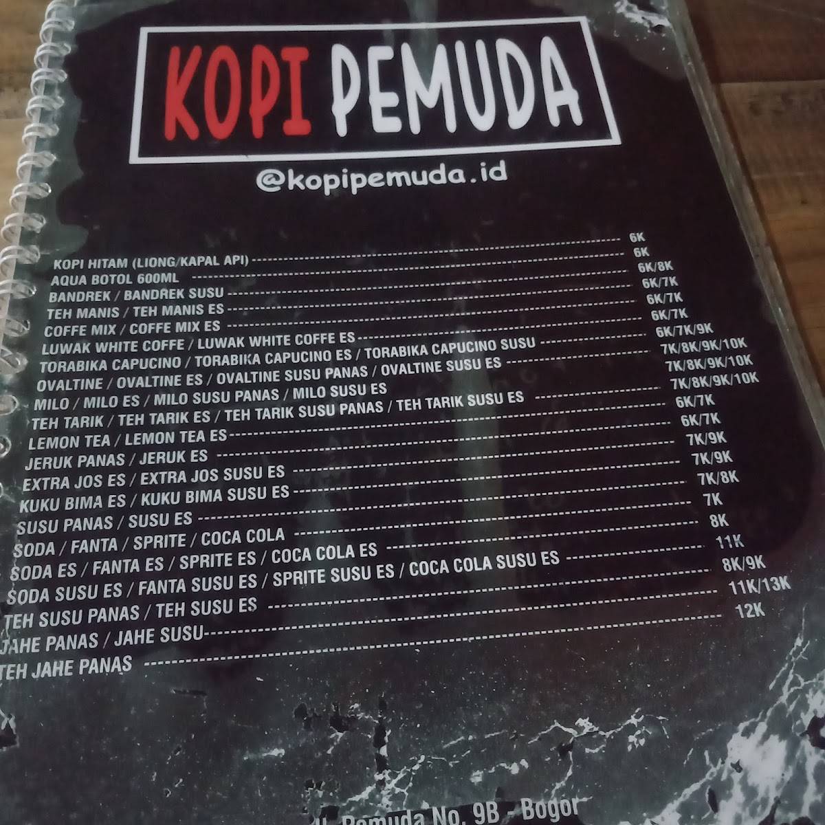 Menu at Kopi Pemuda Villa Bogor cafe, Bogor