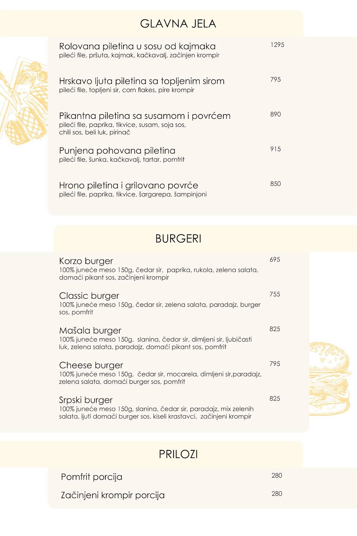 Menu at Korzo Restaurant & Cafe / Hotel, Futog