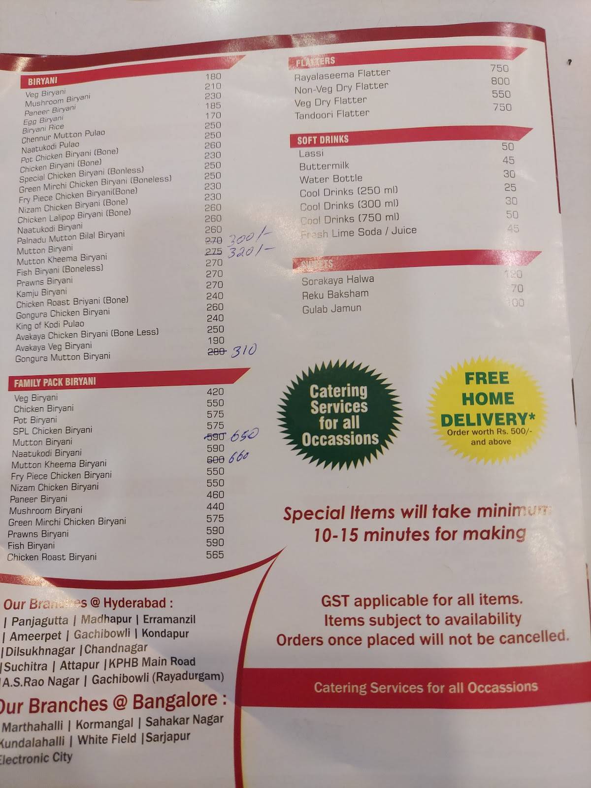 Menu at Kritunga Restaurant & Take Away, Bengaluru, Building