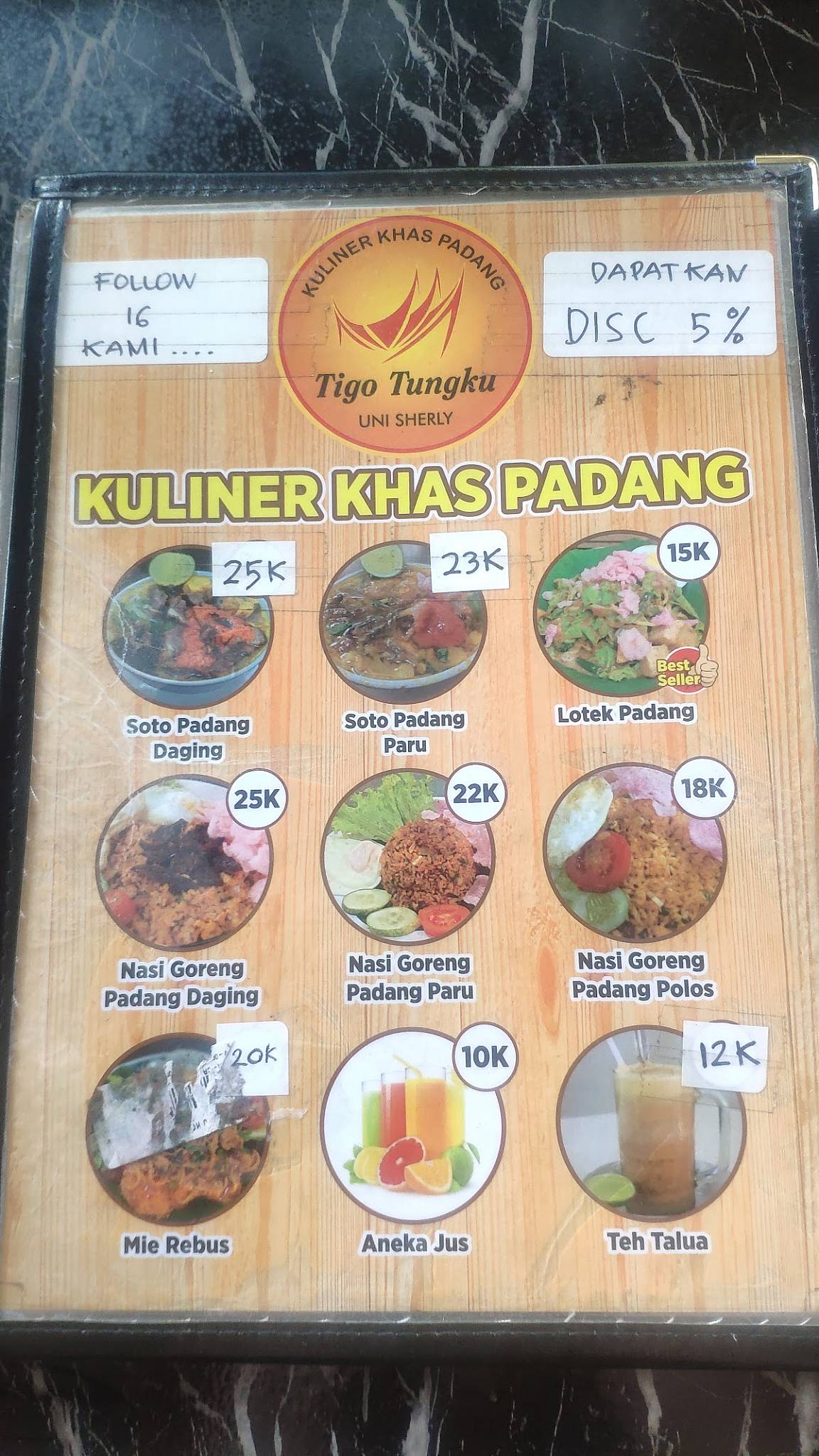 Carta del restaurante Kuliner Khas Padang Tigo Tungku Uni Sherly, Bogor
