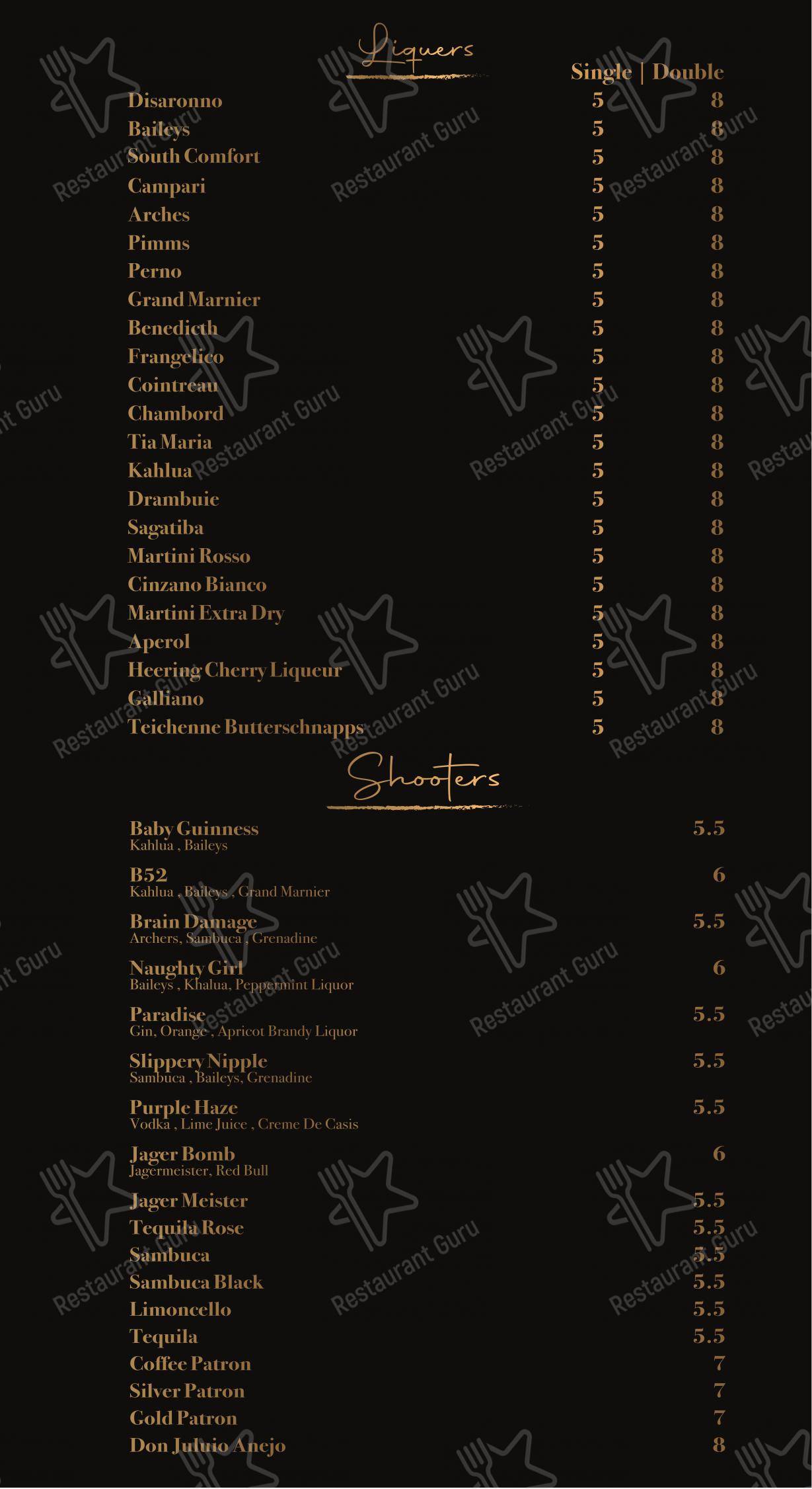 Menu at LA BANQ restaurant, Abbots Langley
