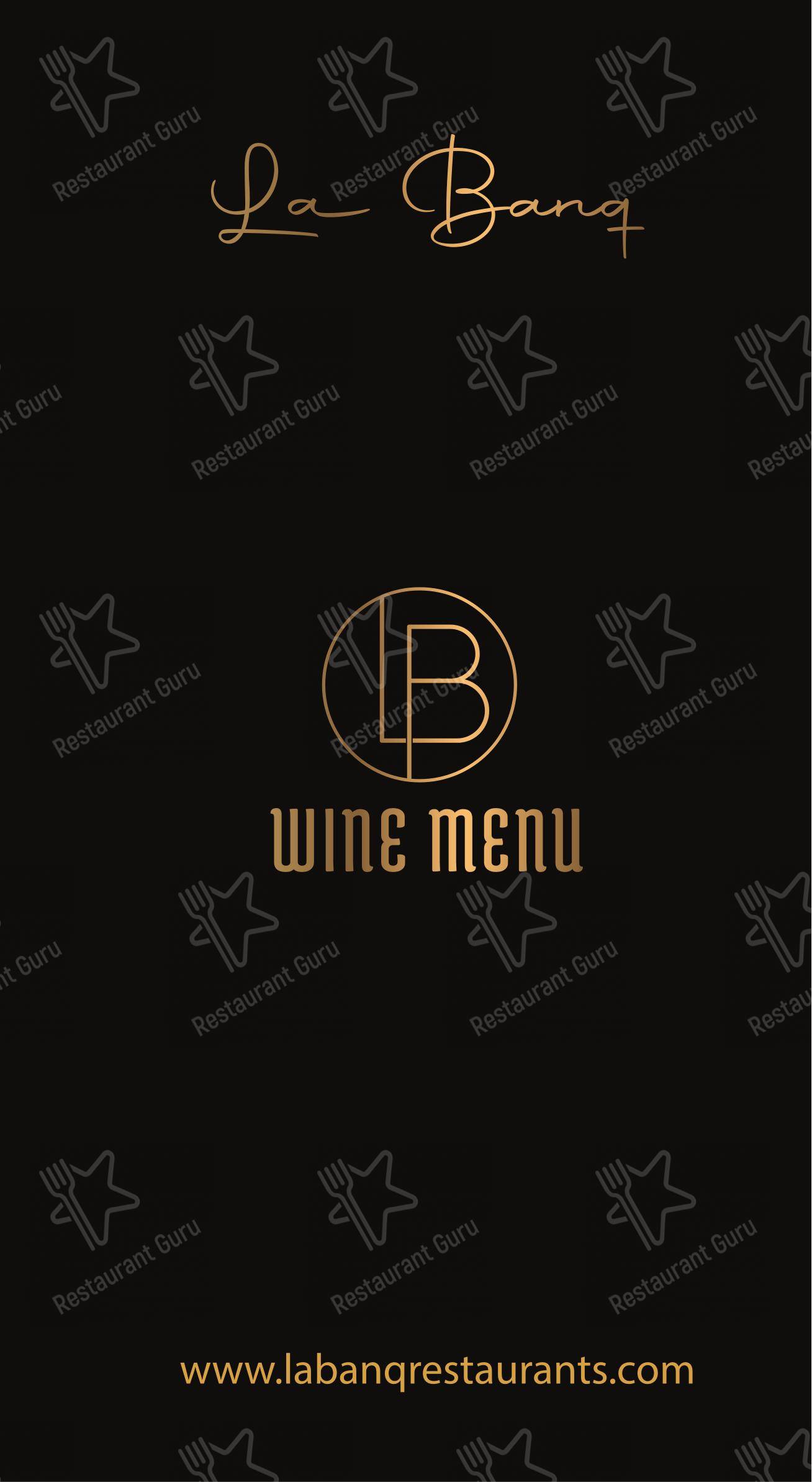 Menu at LA BANQ restaurant, Abbots Langley