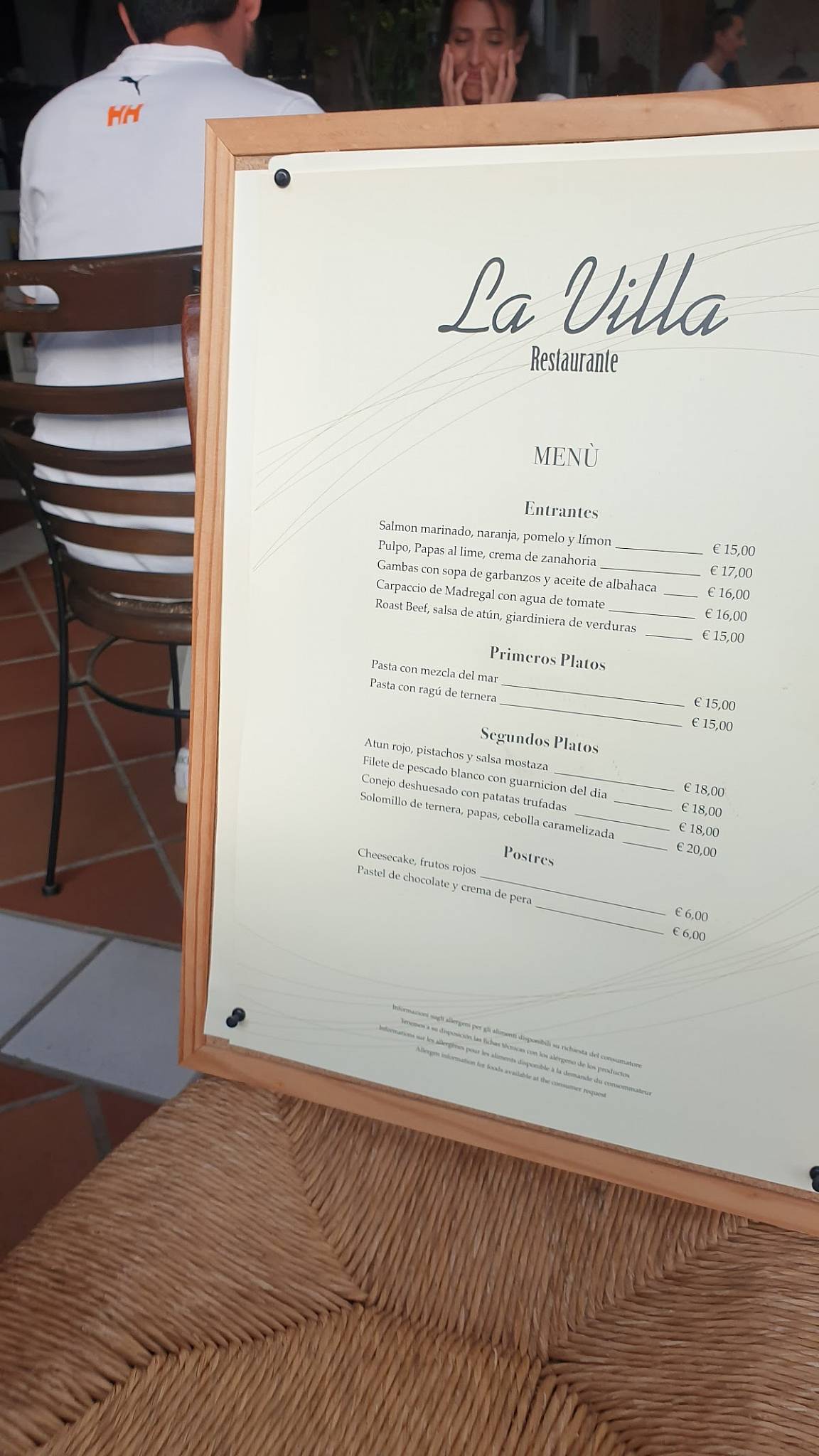 Menu at LA VILLA restaurant, Villaverde