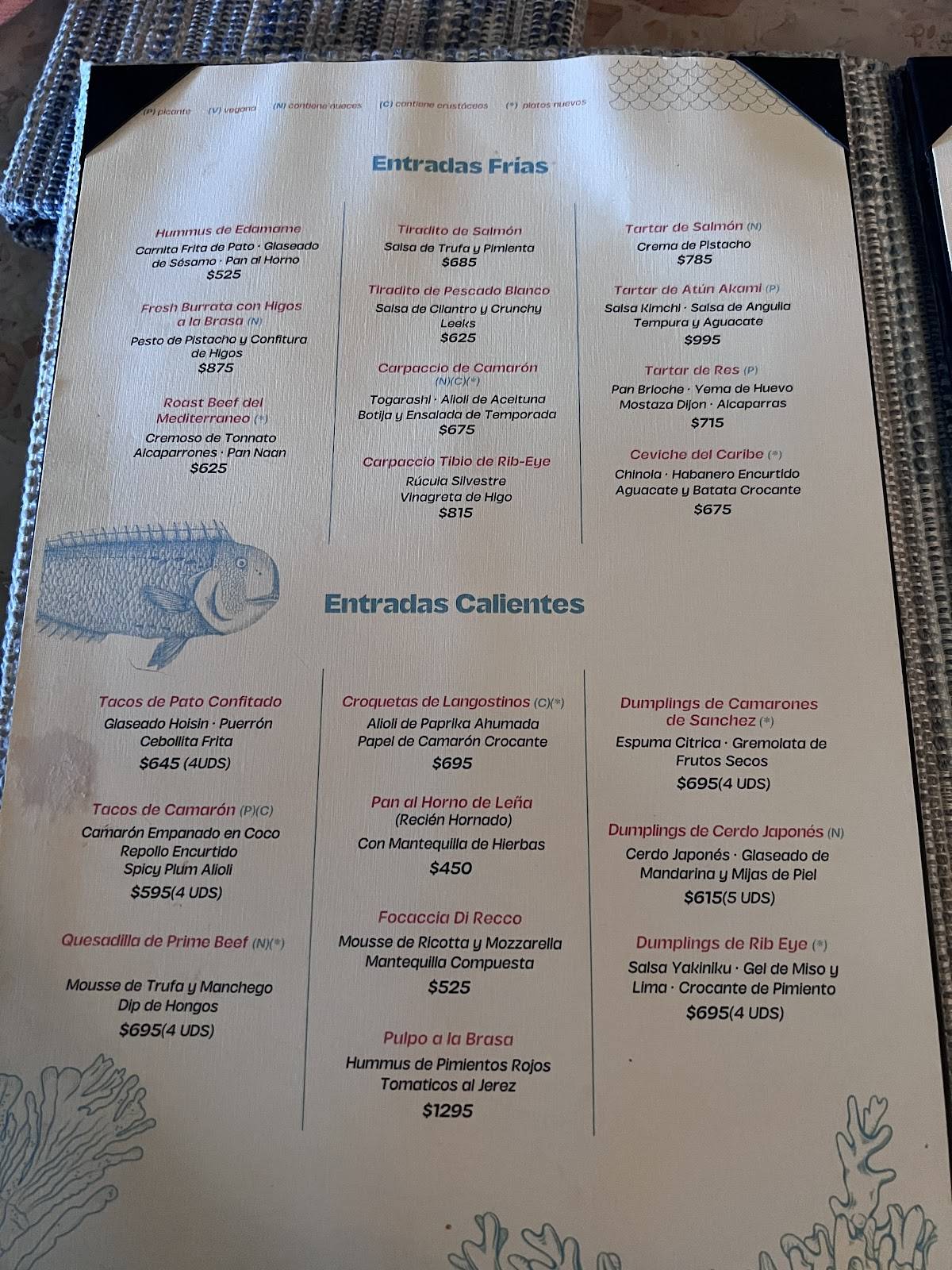 Carta del restaurante LARIMAR, Santo Domingo