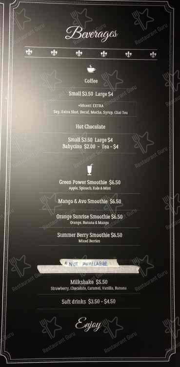 Menu at L'Annam cafe, Artarmon