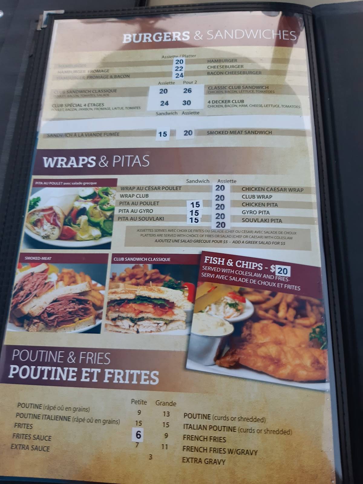 Menu at L'Escale Restaurant, Hawkesbury