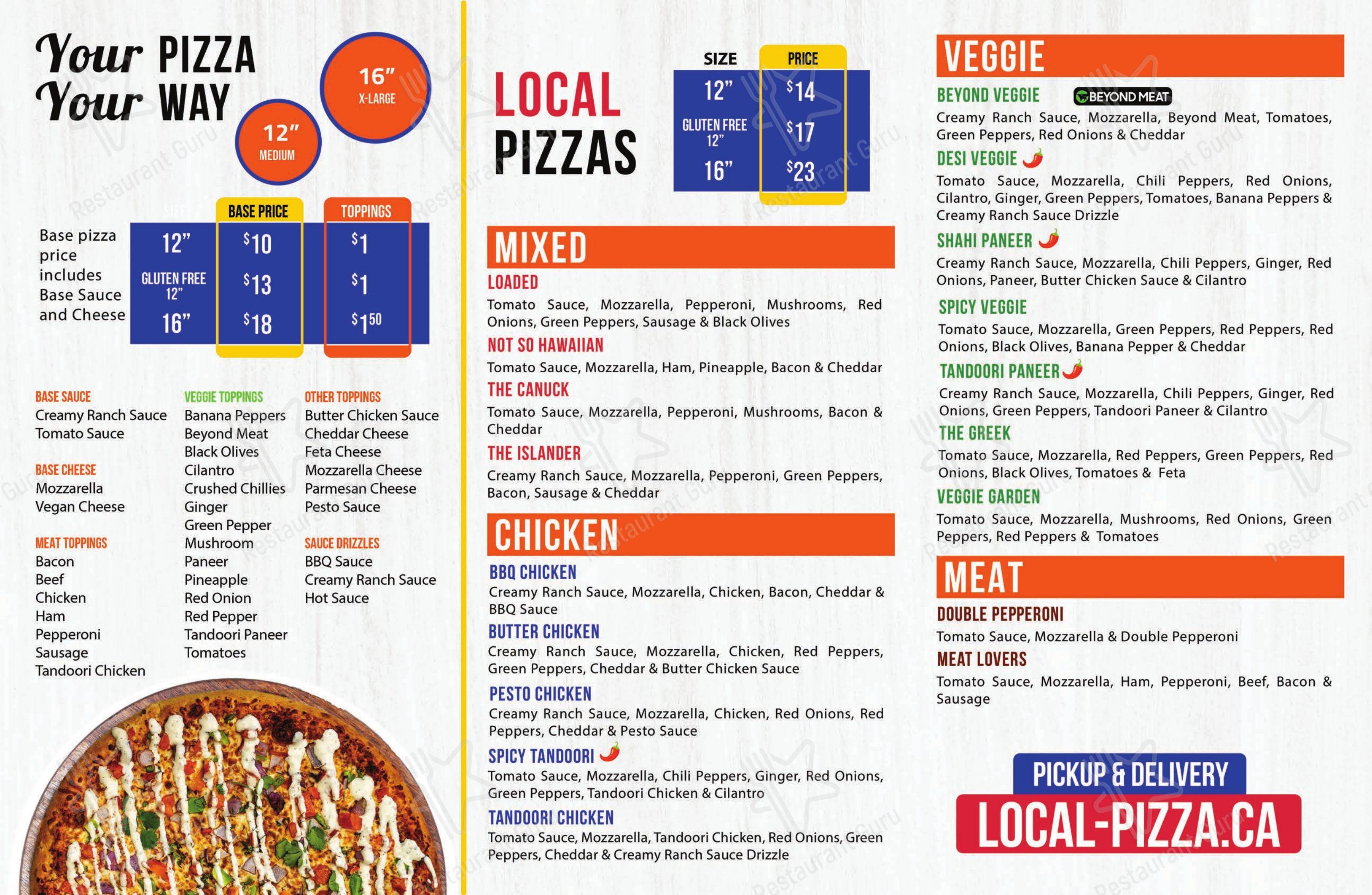 Menu at LOCAL Pizza restaurant, Campbell River