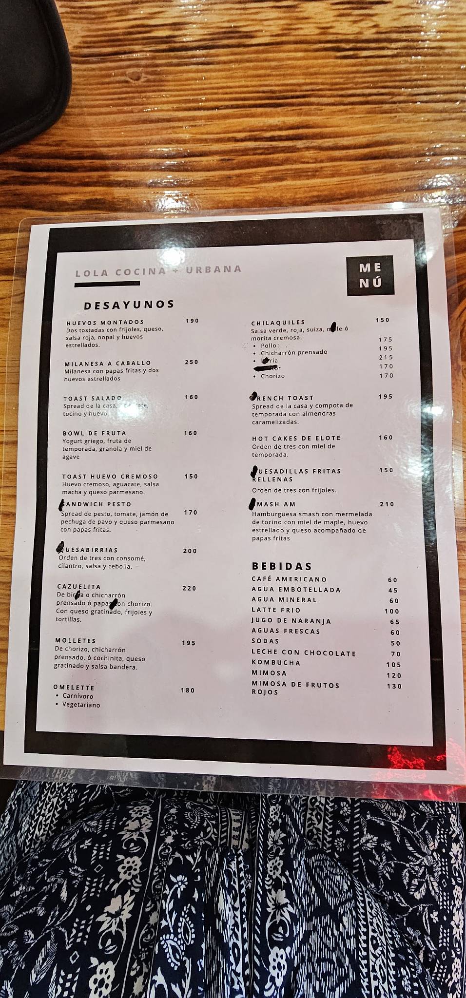 Menu at LOLA Cocina + Urbana restaurant, Mexicali