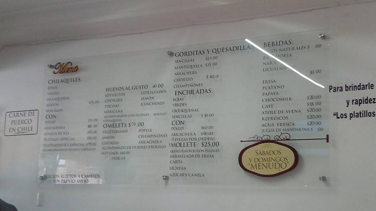 Carta del restaurante LOS CHILAQUILES DE LA GÜERA, Zapopan