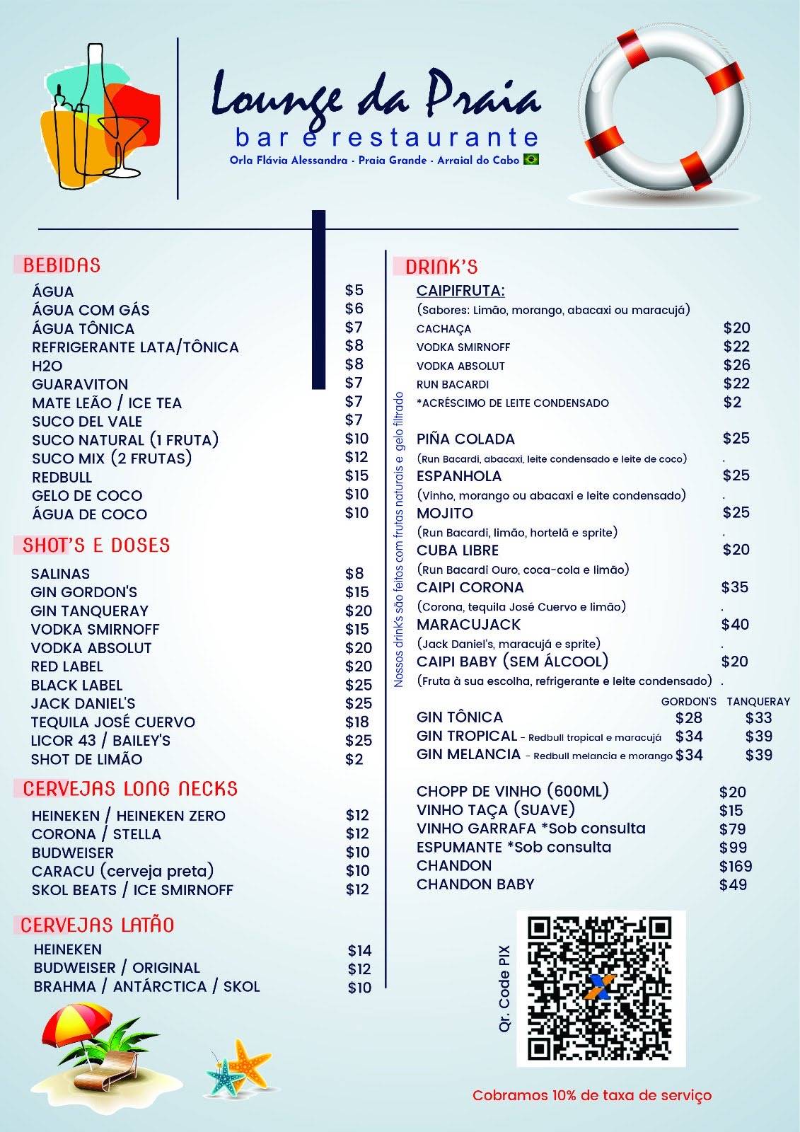 Menu em Lounge da Praia pub & Bar, Arraial do Cabo