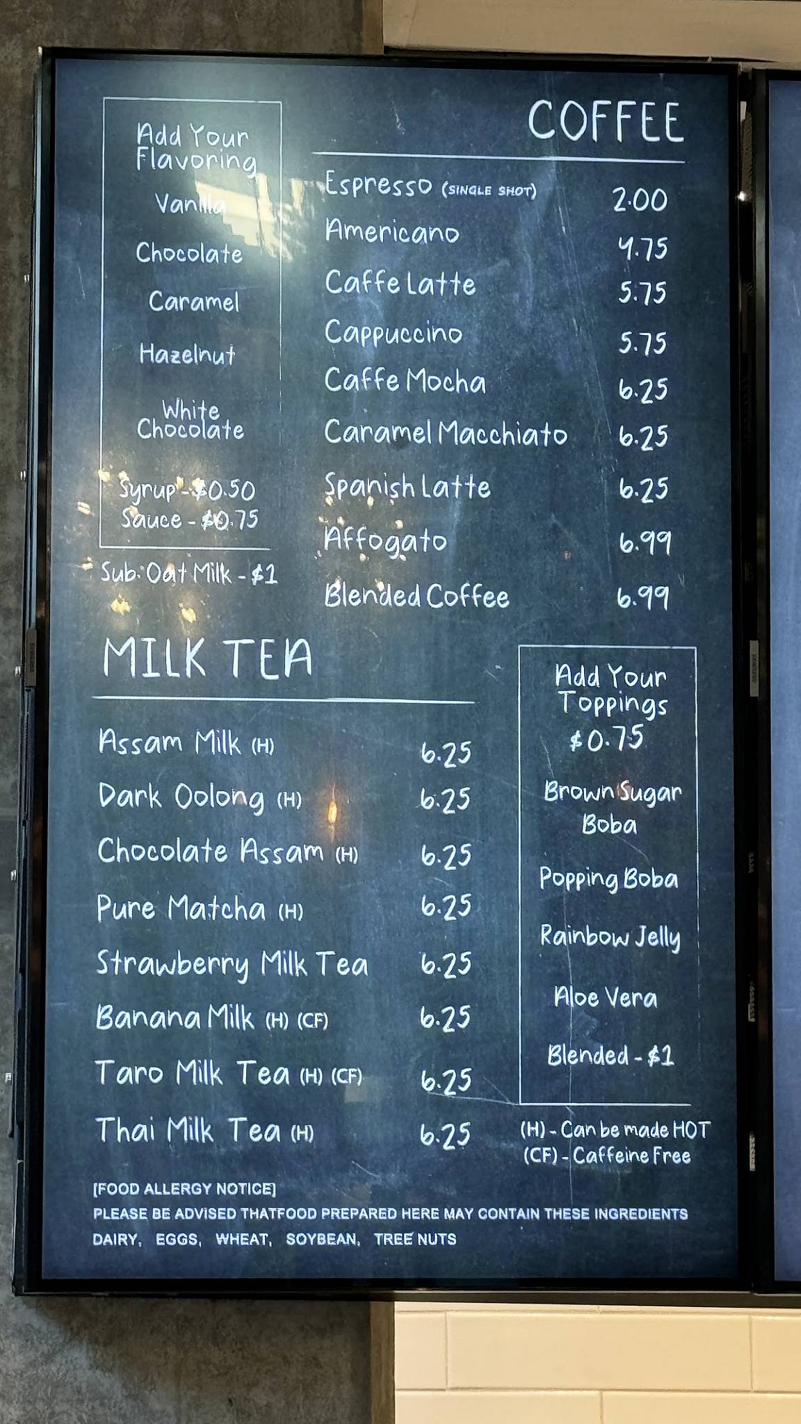 Menu at LUMI Dessert Cafe, Redmond