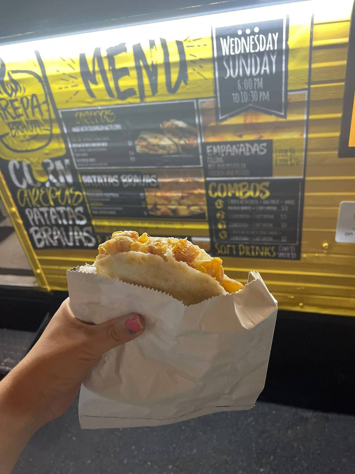 Menu at La Arepa Brava restaurant, Fortitude Valley